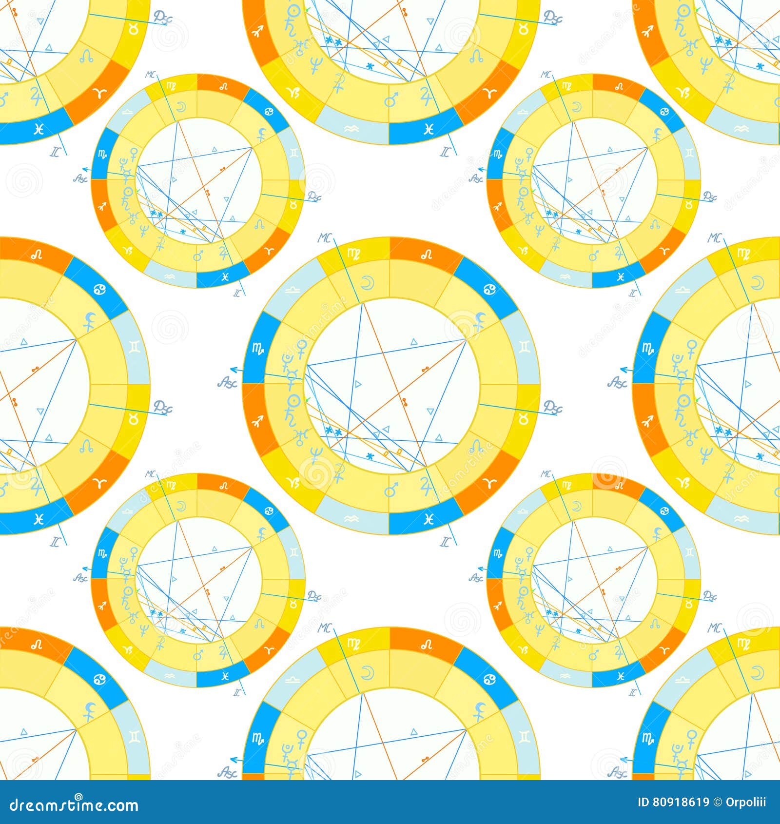 Seamless Pattern Natal Astrological Chart, Zodiac Signs. Vector Stock ...