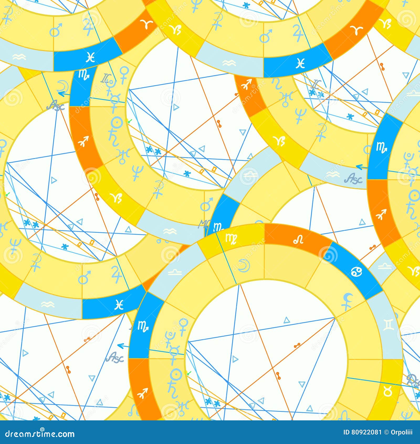 Seamless Pattern Natal Astrological Chart, Zodiac Signs. Vector Stock ...