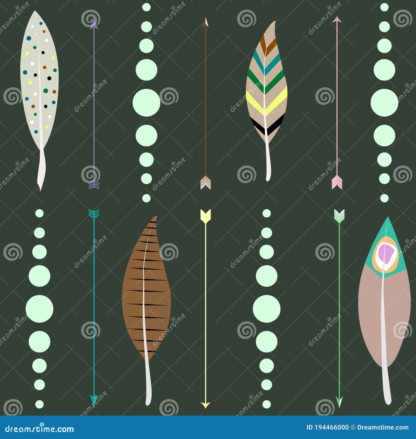 Seamless Pattern Native American Feathers. Background for Paper ...