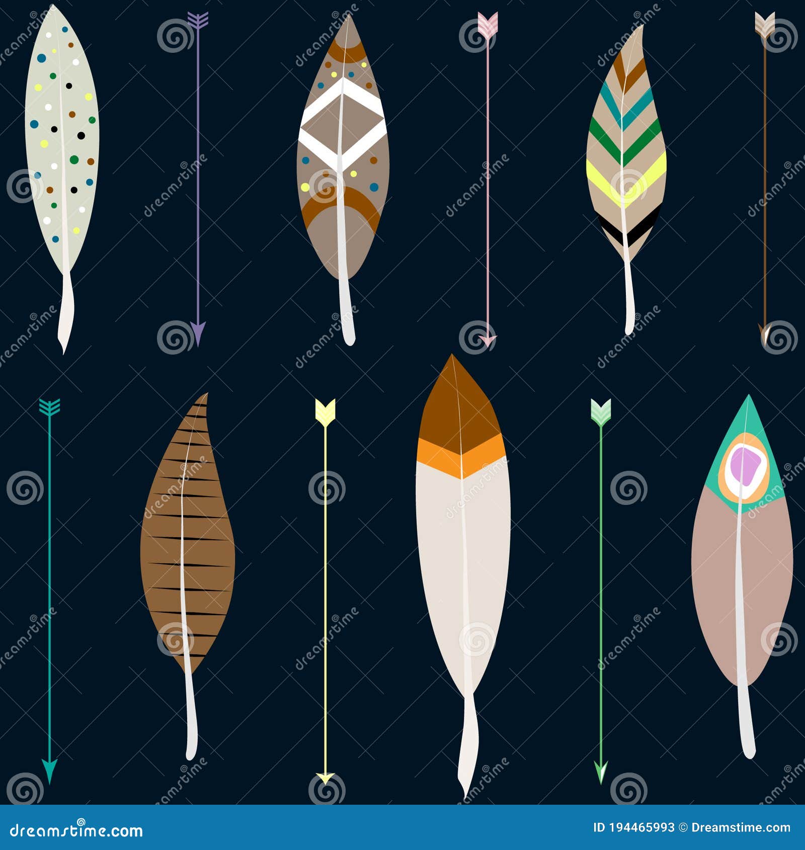 Seamless Pattern Native American Feathers. Background for Paper ...