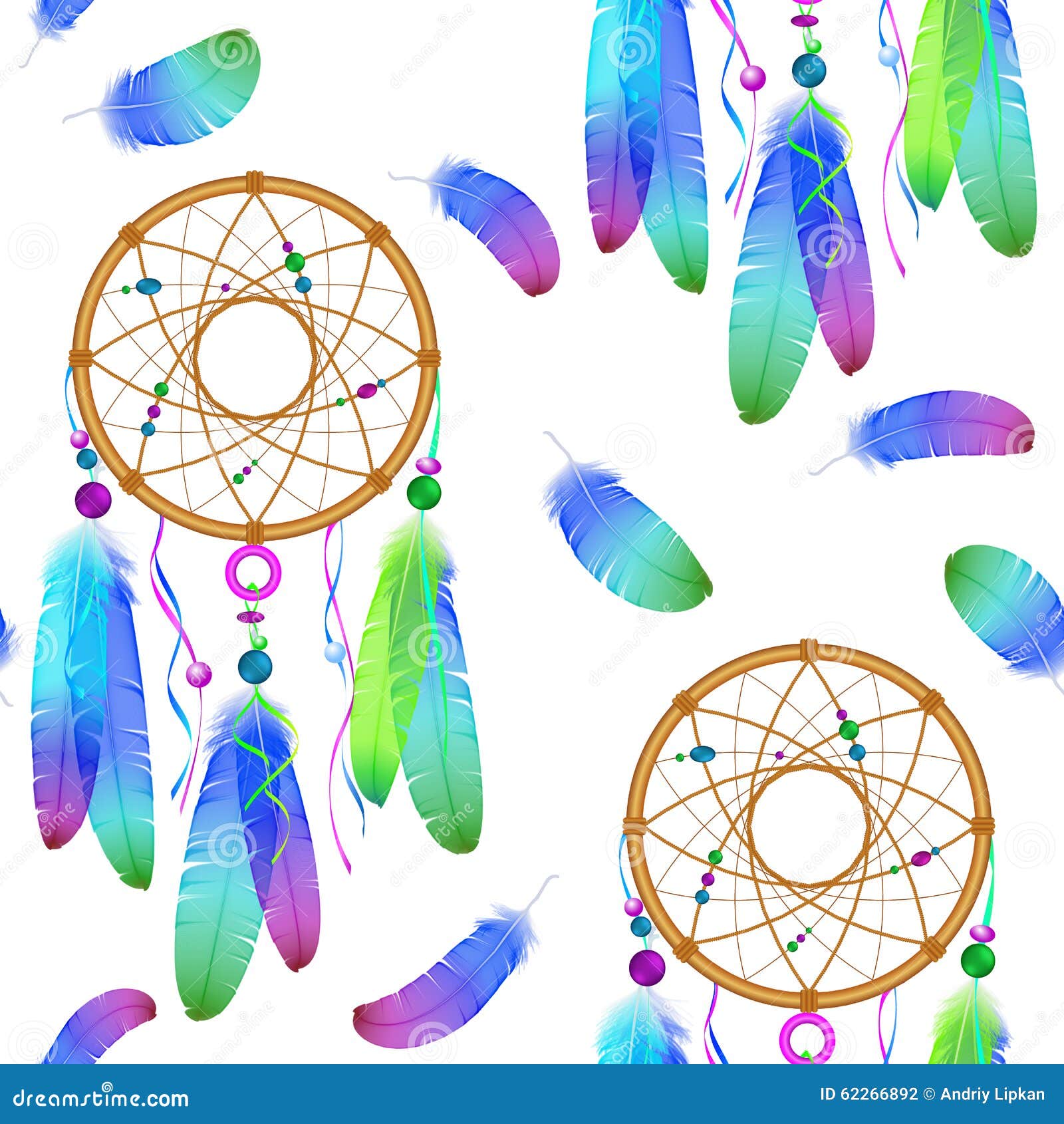 Seamless Pattern with Native Indian-American Dream Catcher. Stock ...