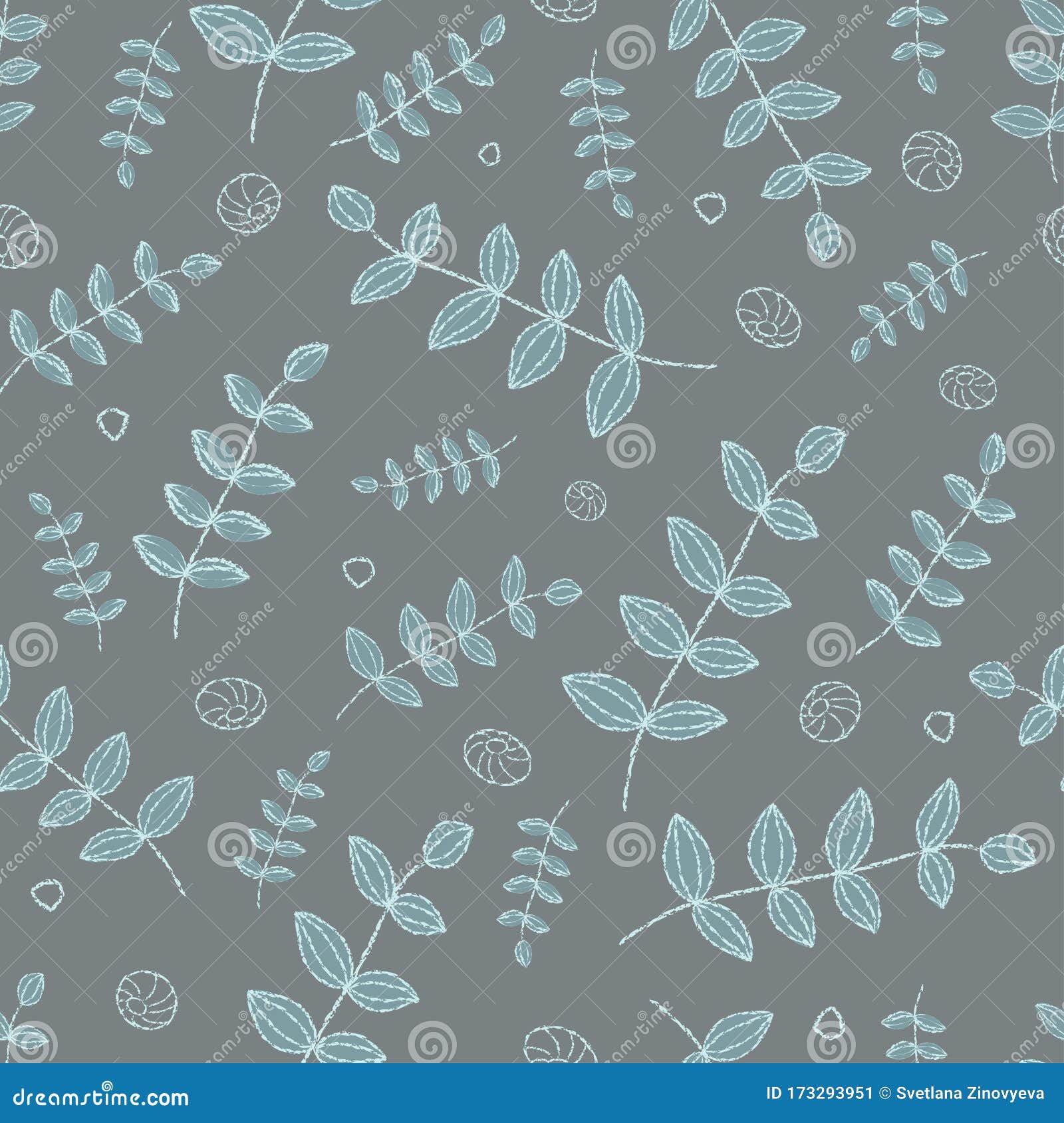 Seamless Pattern with Natural Print from Leaf Silhouettes Stock Vector ...