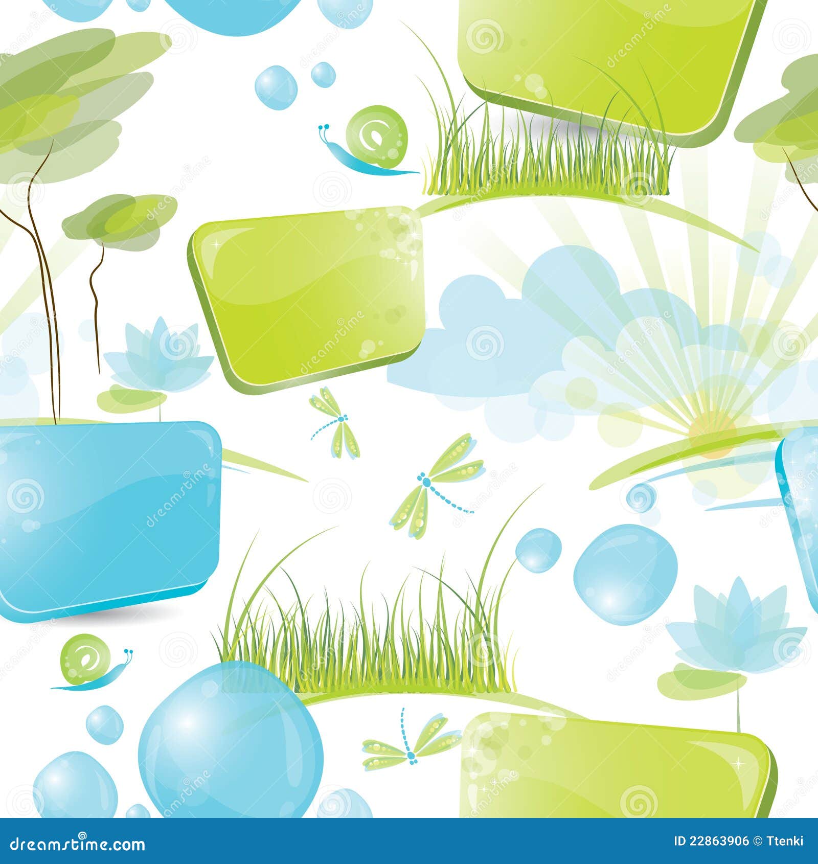Seamless Pattern - Nature Elements Stock Vector - Illustration of ...