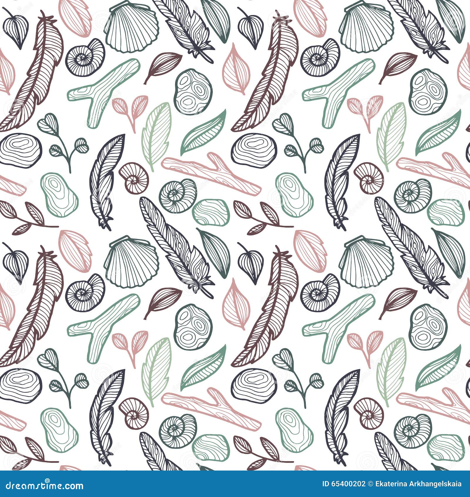 Seamless Pattern with Nature Objects Stock Vector - Illustration of ...