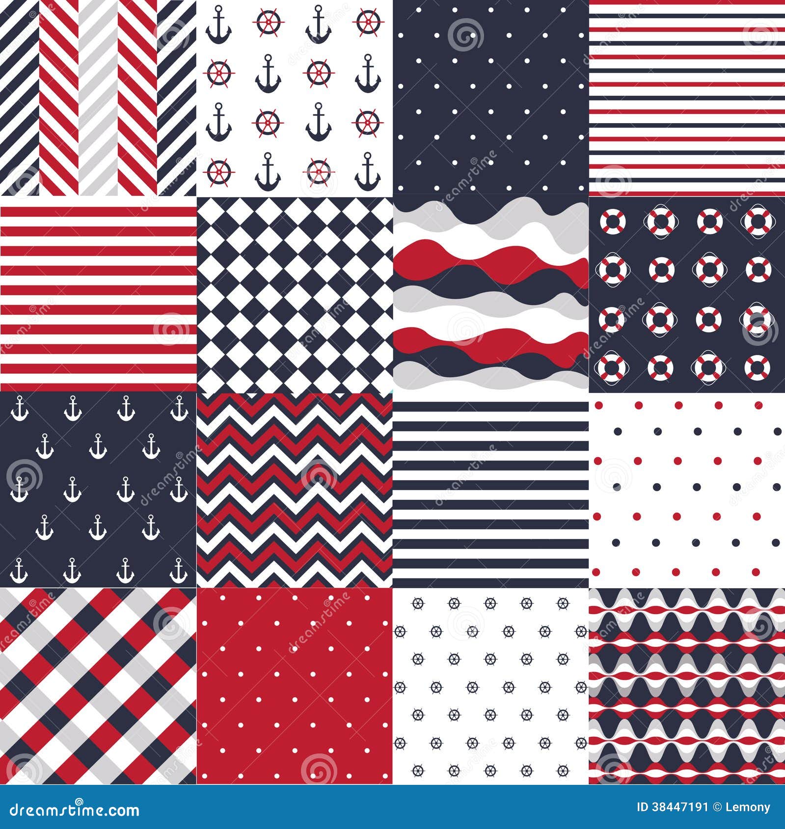 Seamless Pattern with Nautical Elements Stock Vector - Illustration of ...