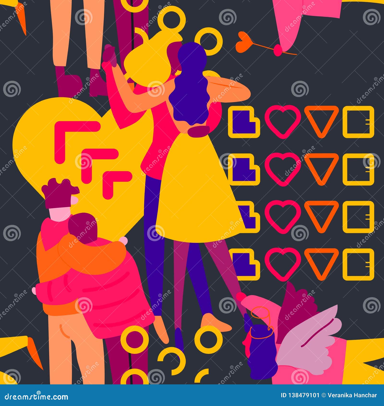 Neon People Portraits Cartoon Vector | CartoonDealer.com #61982263