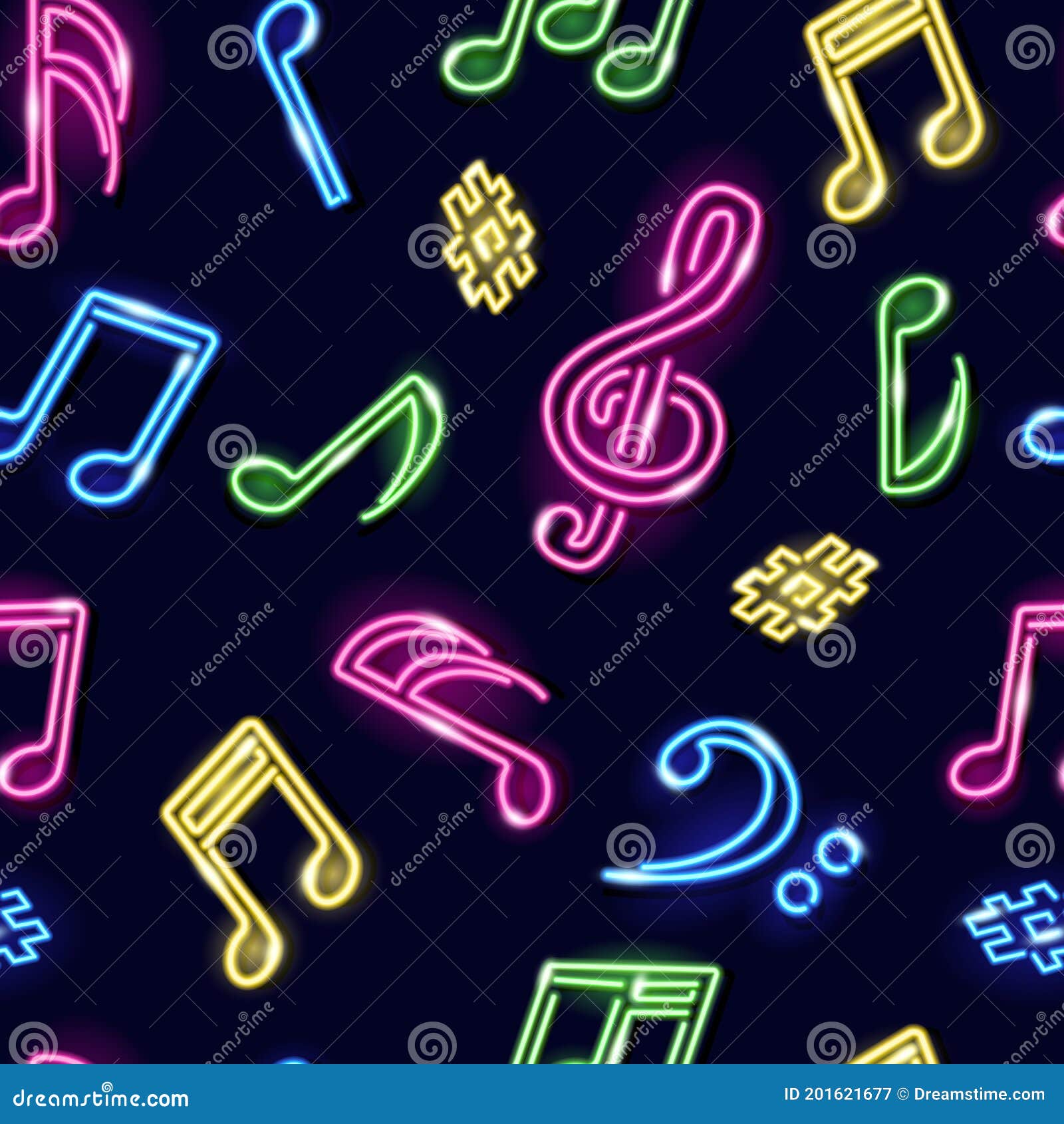 Neon Music Notes Vector Stock Illustrations – 1,033 Neon Music Notes ...