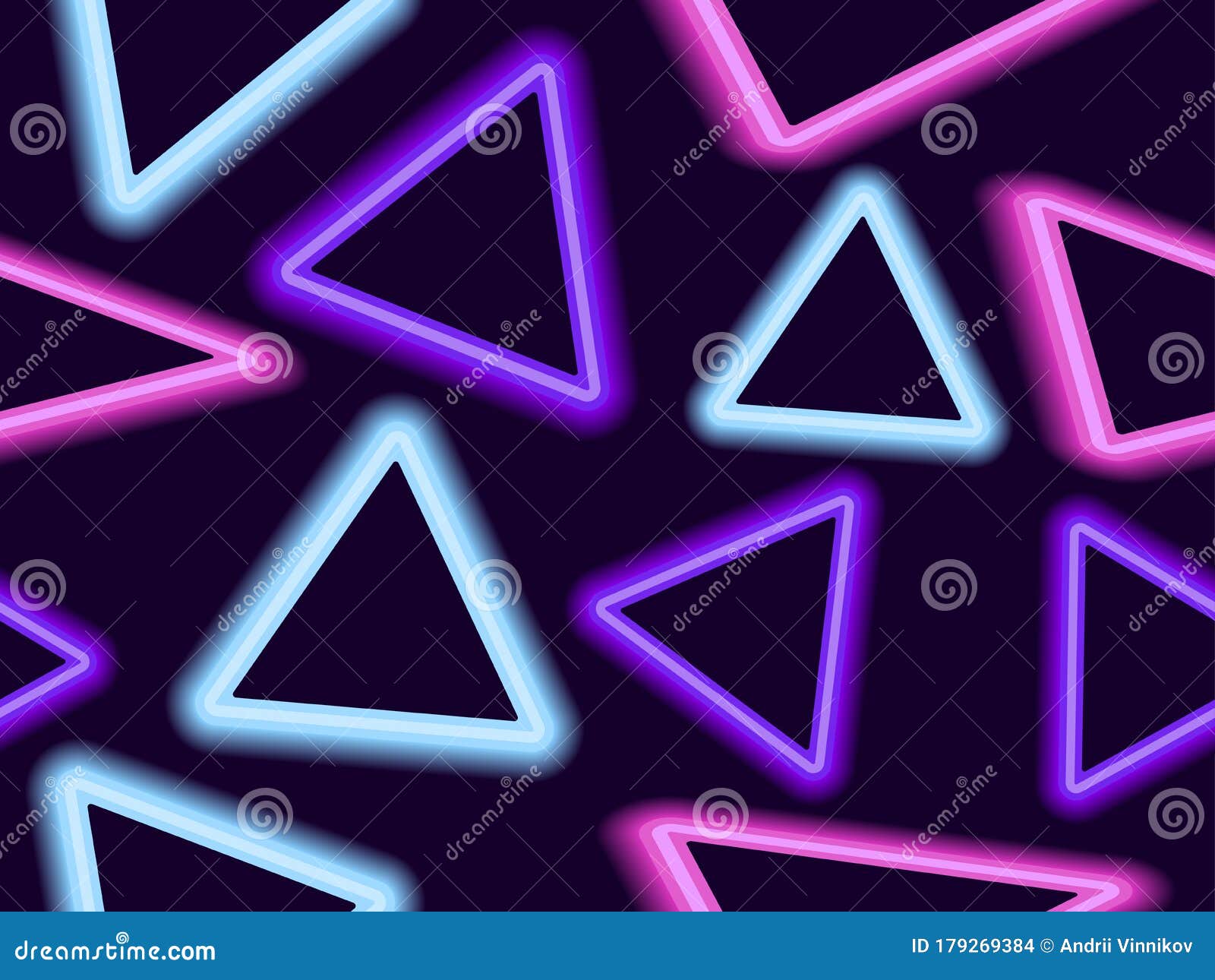 Seamless Pattern with Neon Triangles, Linear Art. Multi-colored Bright ...