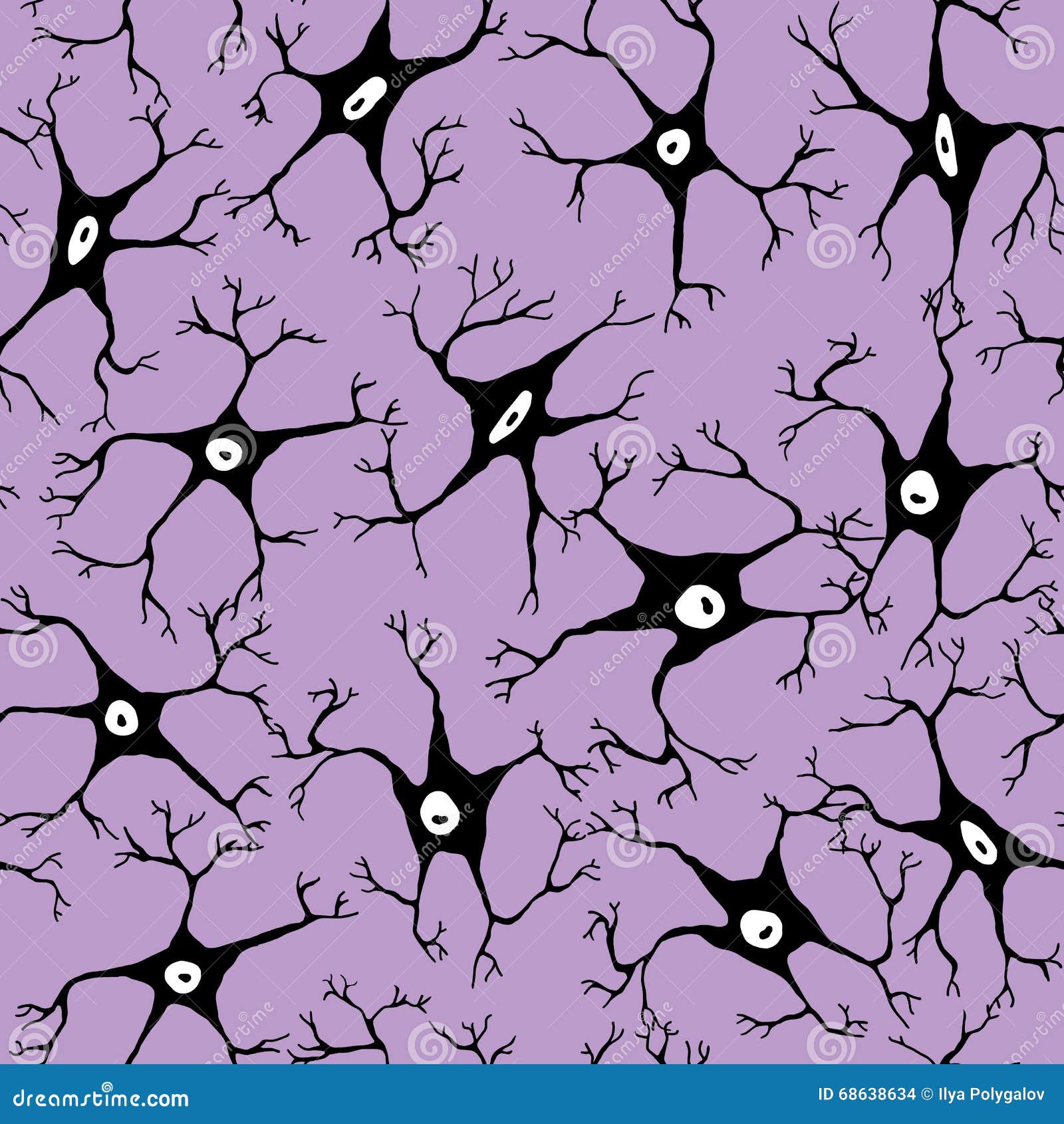 Seamless Pattern of Nerve Cells Stock Illustration - Illustration of ...