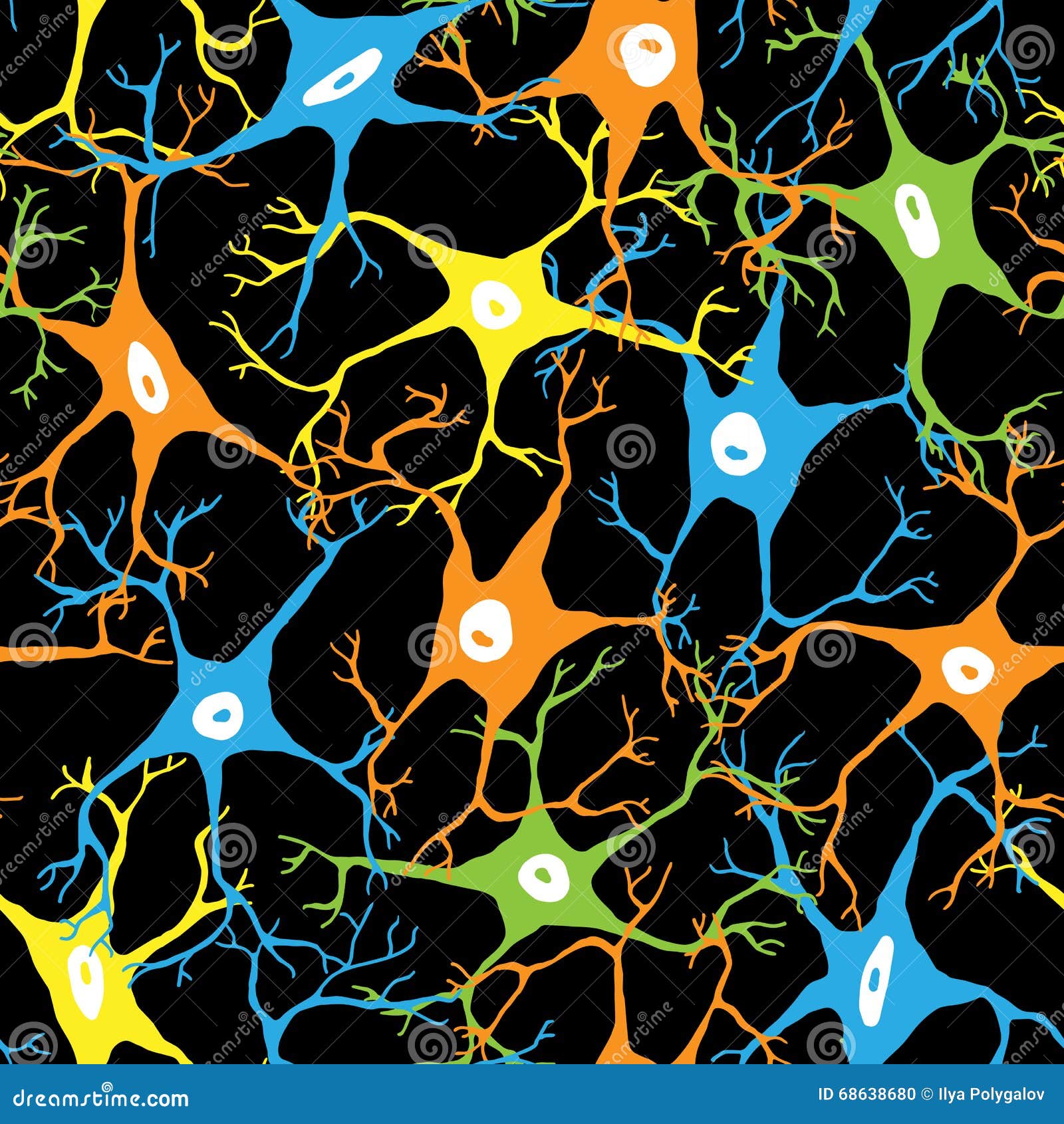 Seamless Pattern of Nerve Cells Stock Illustration - Illustration of ...