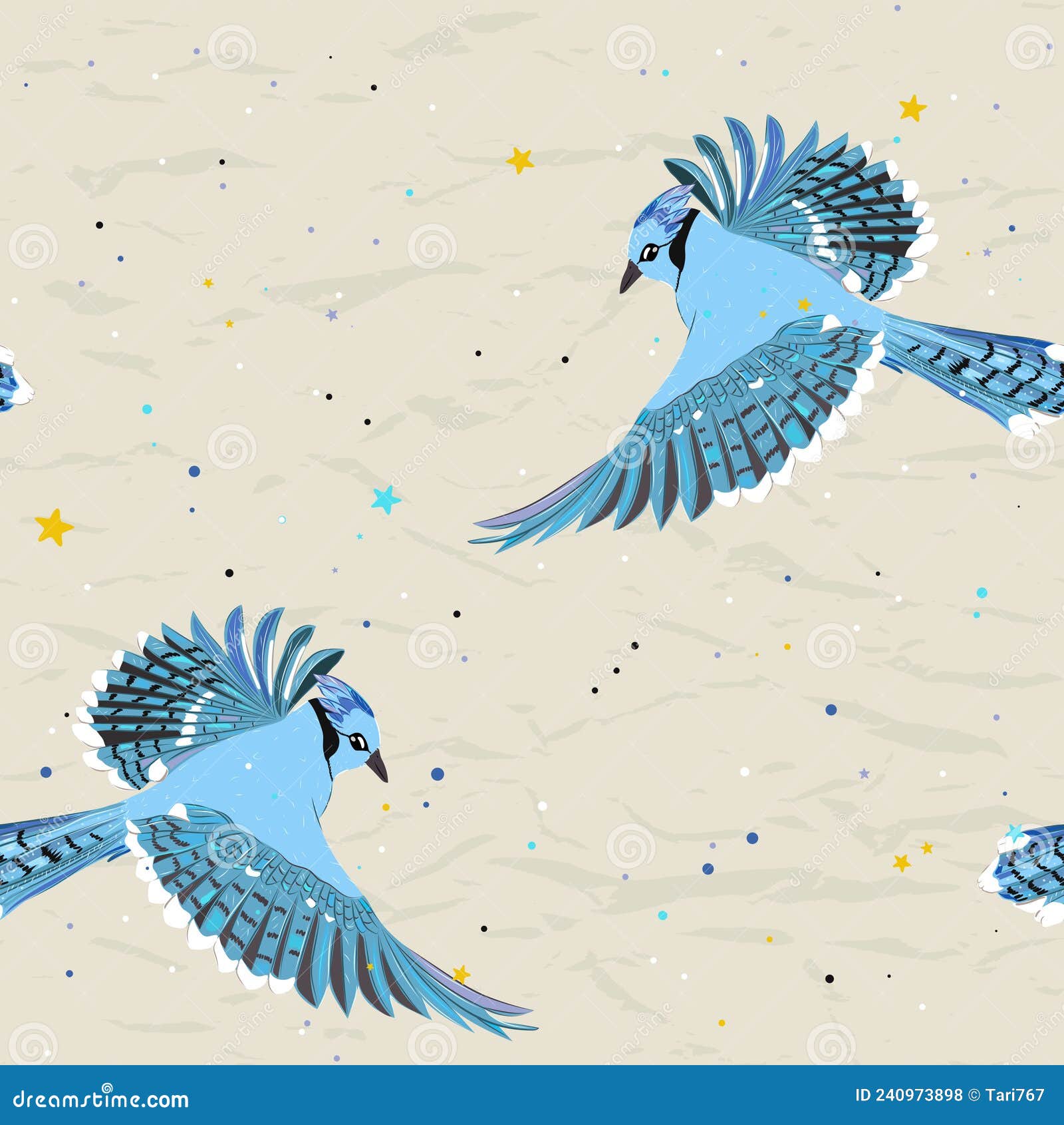Seamless Pattern from New Collection with Birds. Flight of the Blue Jay ...
