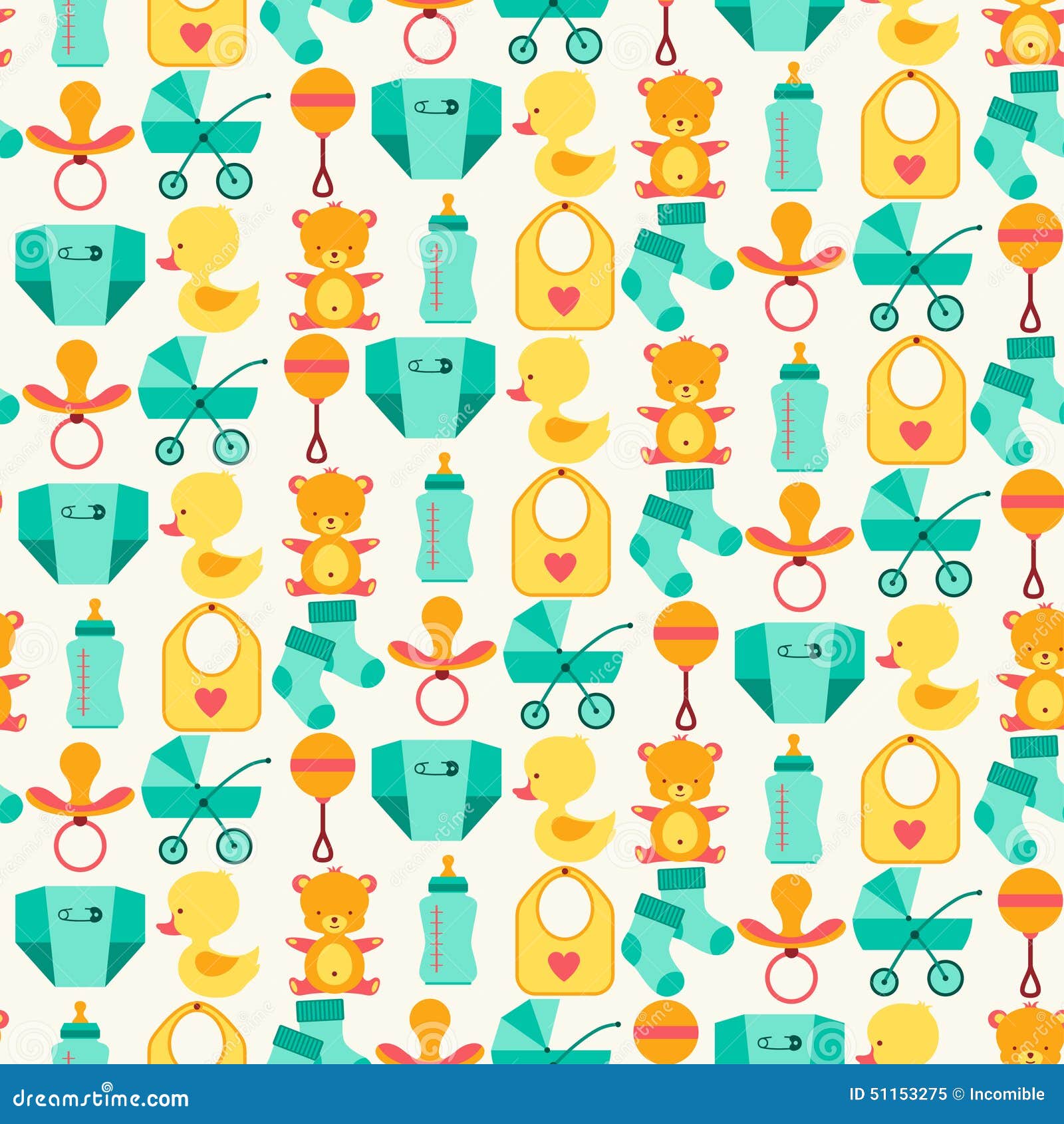 Seamless Pattern with Newborn Baby Icons Stock Vector - Illustration of ...