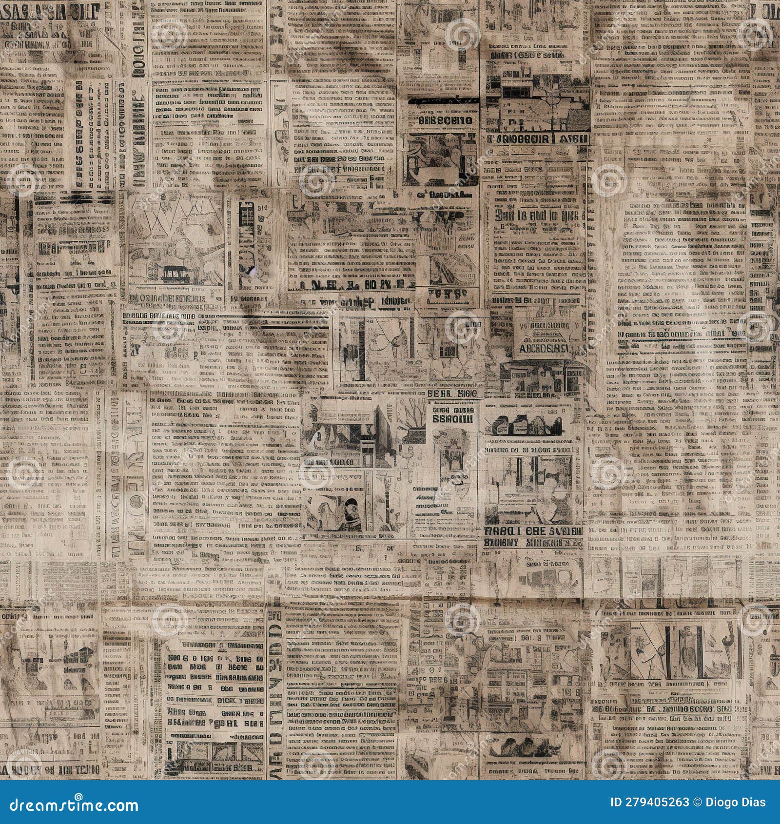 Seamless Pattern of Newspaper, Brown Tones, Generative AI Stock ...