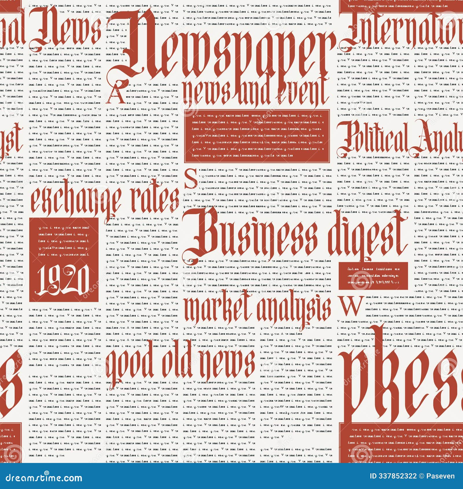 Seamless Pattern with Newspaper Columns Stock Illustration ...