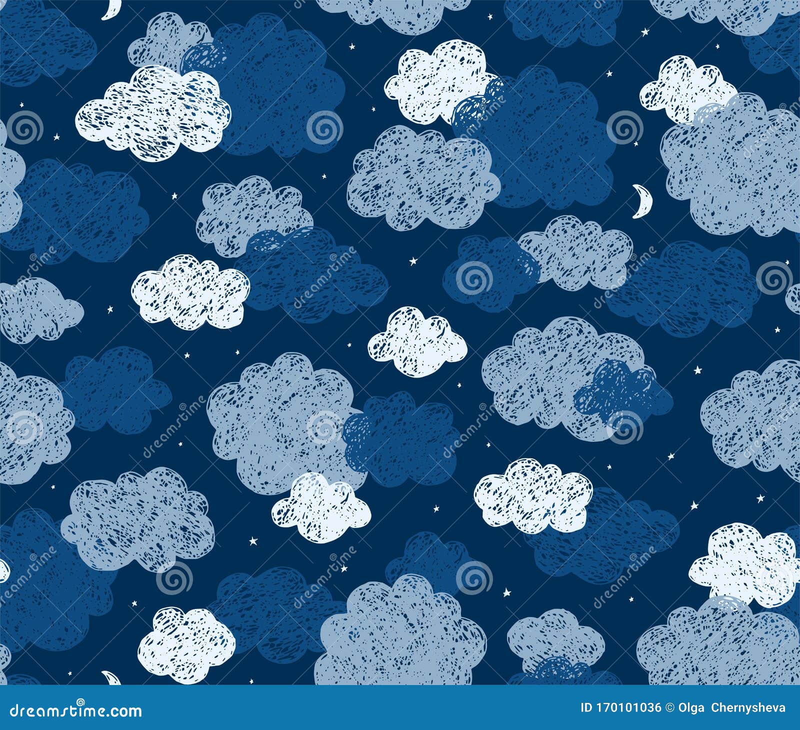 Seamless Pattern of the Night Sky Stock Vector - Illustration of ...