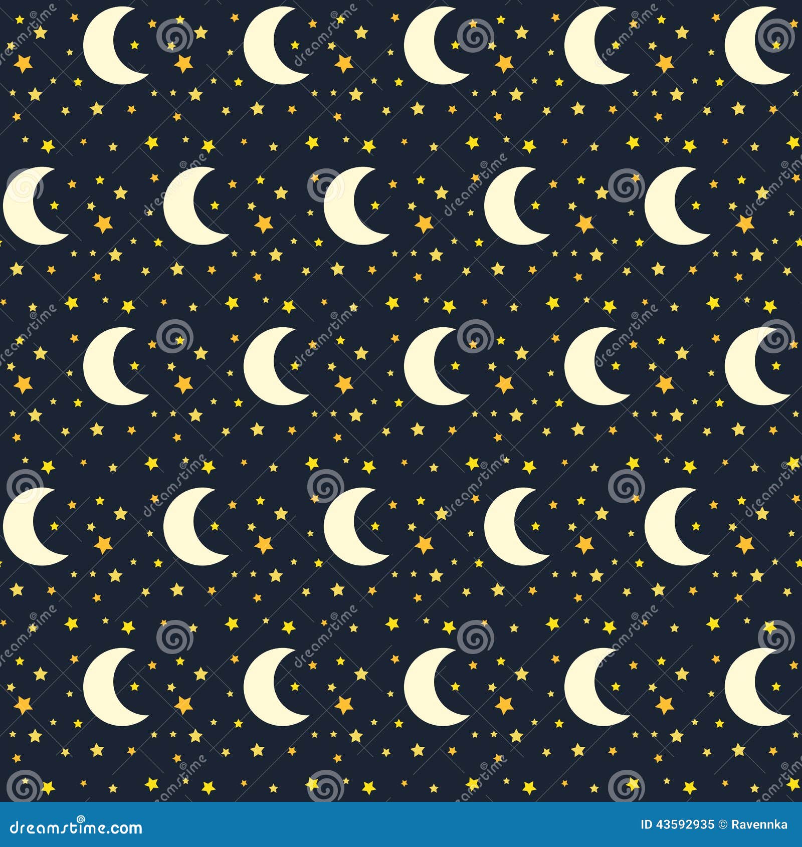 Seamless Pattern of Night Sky with Stars and Moon Stock Vector ...