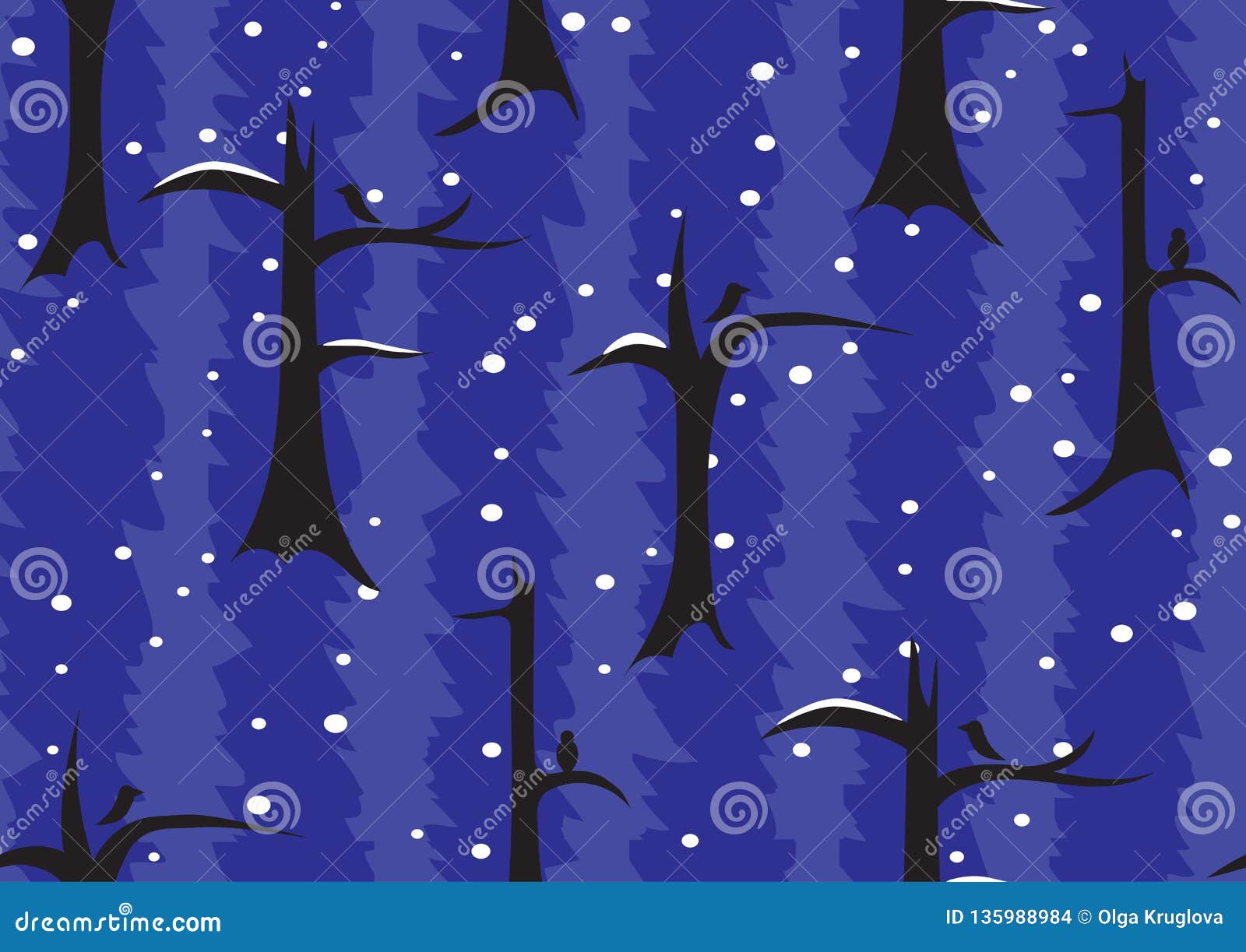 Seamless Pattern. Night Winter Forest Stock Vector - Illustration of ...