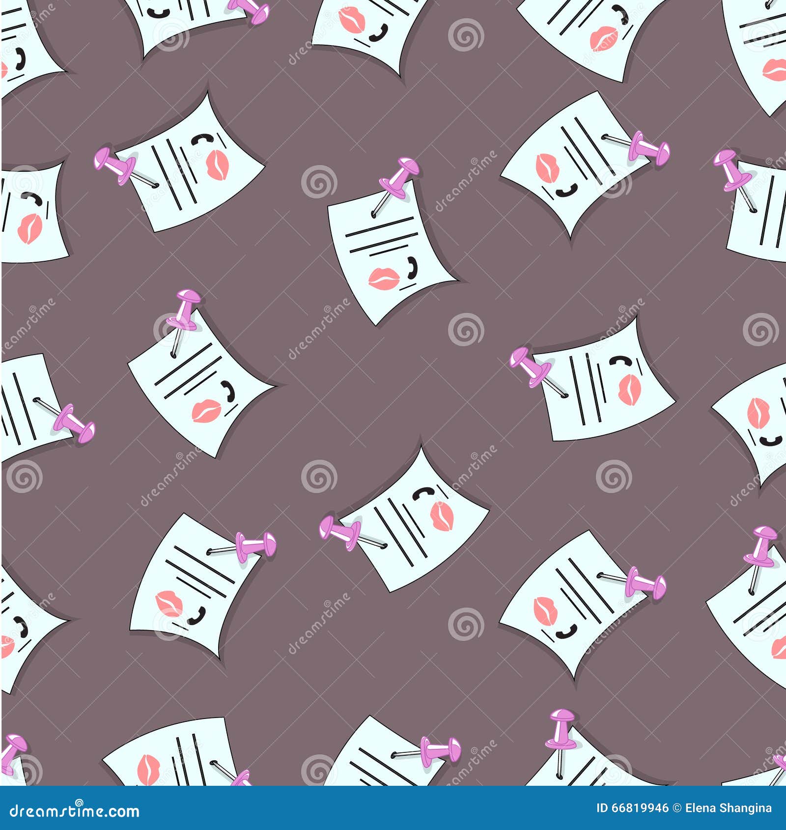 Seamless Pattern a Note with a Kiss. Stock Vector - Illustration of ...