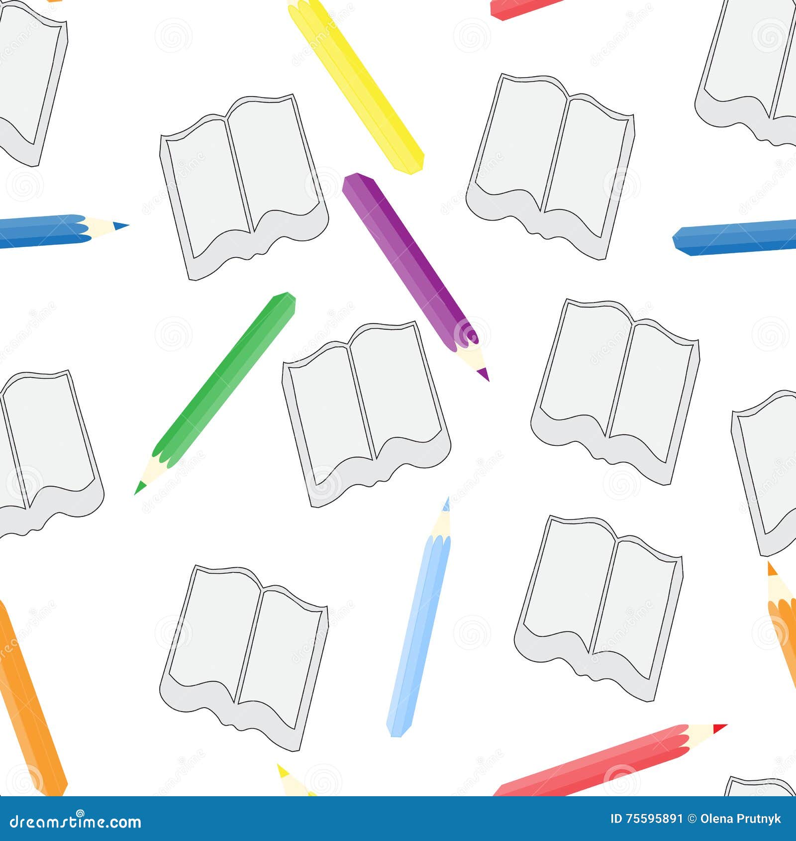 Seamless Pattern of Notebooks and Colored Pencils Stock Vector ...