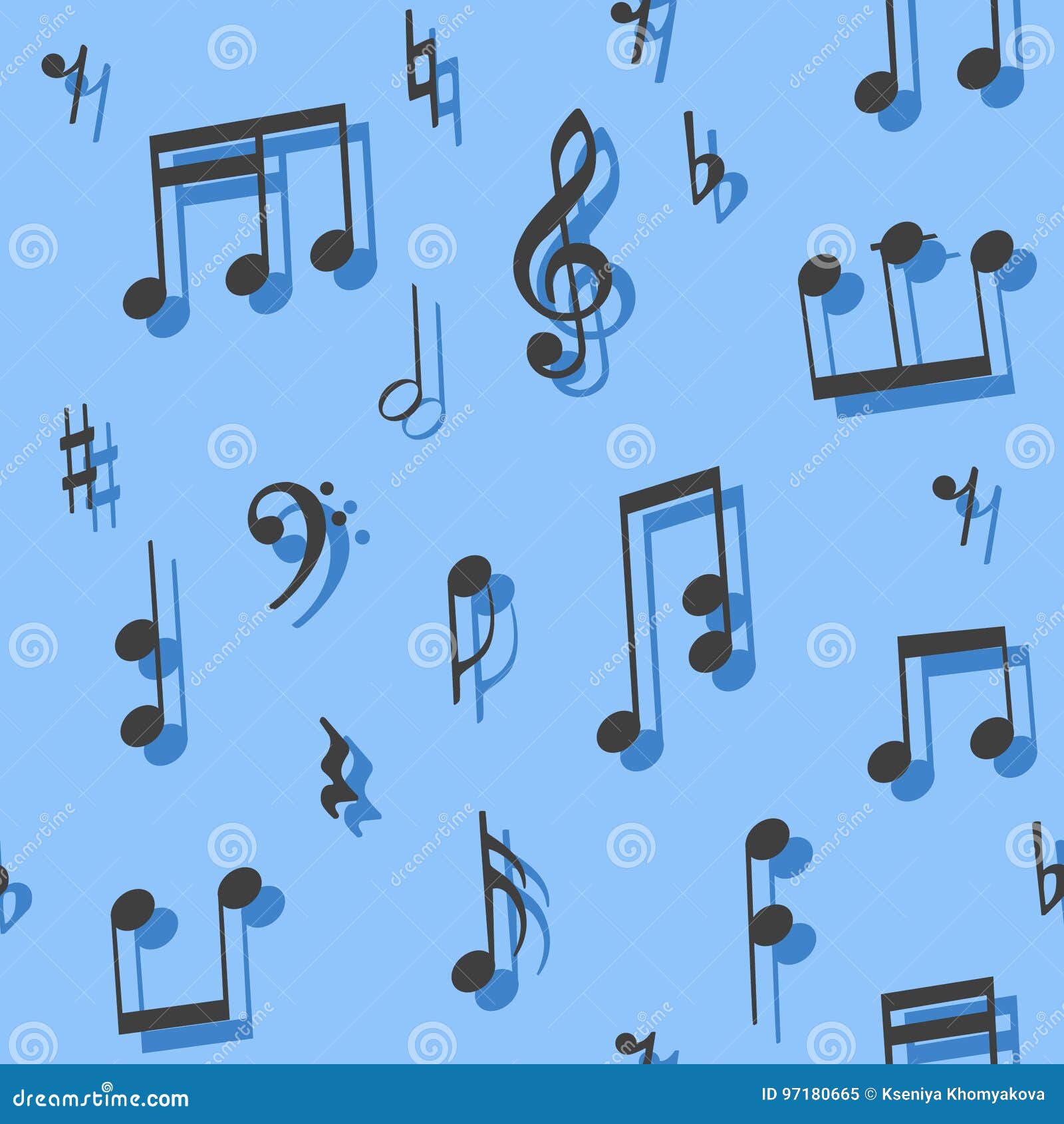 Seamless pattern of notes stock vector. Illustration of bicar - 97180665