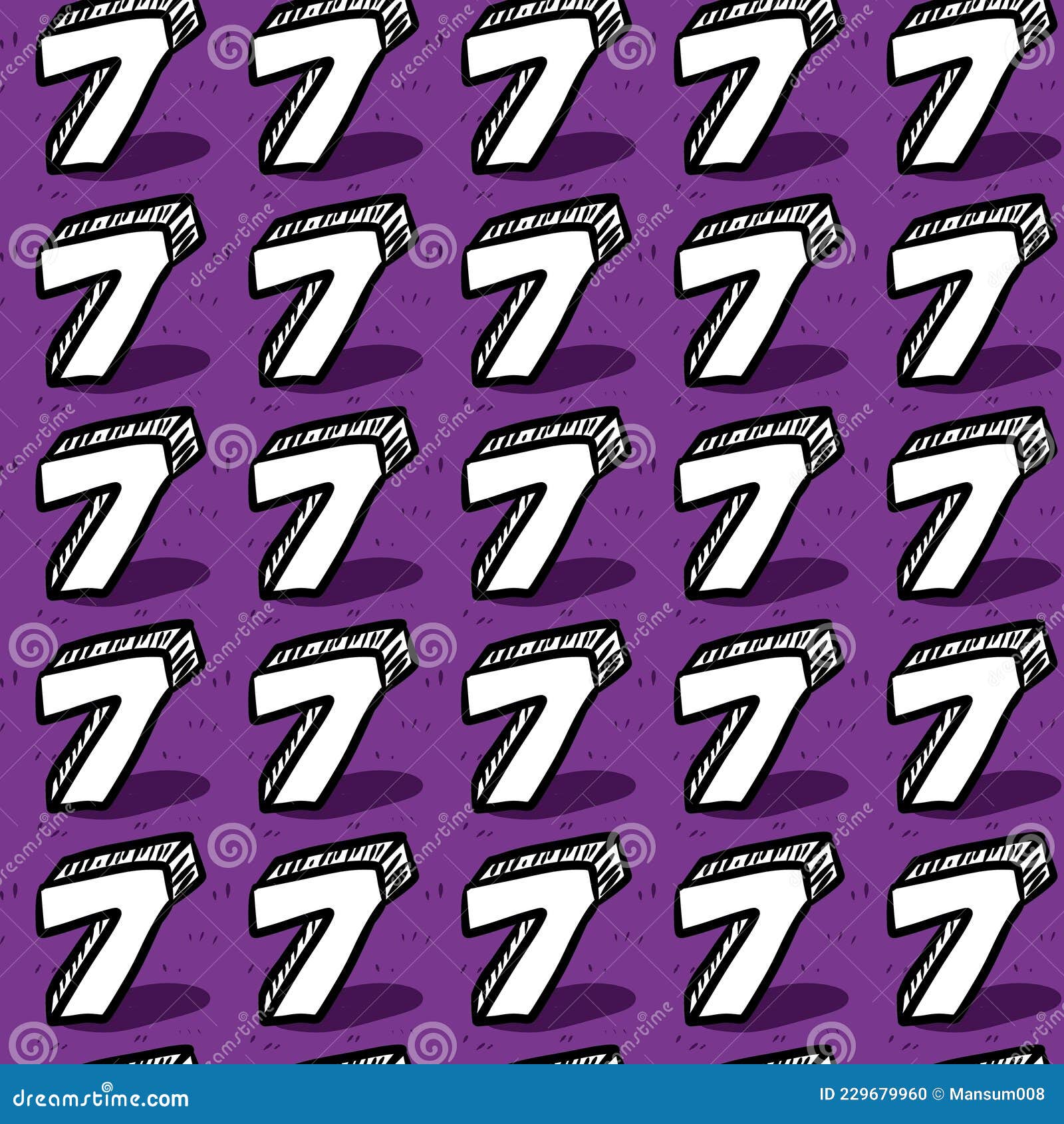 Seamless Pattern of Number Seven Stock Illustration - Illustration of ...