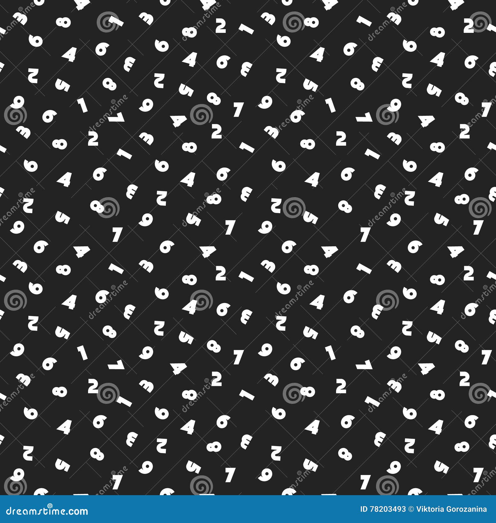 Seamless Pattern with Numbers Black and White. Stock Illustration ...