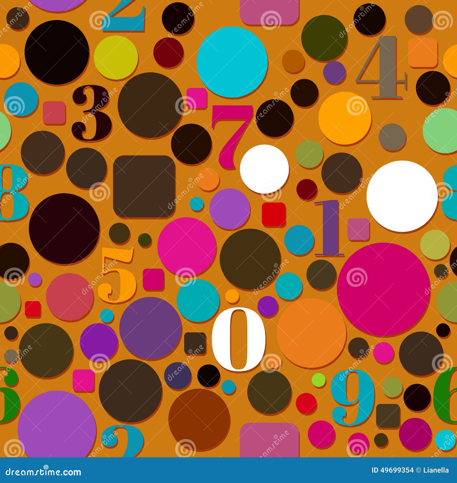 Seamless Pattern with Numbers and Circles Stock Vector - Illustration ...