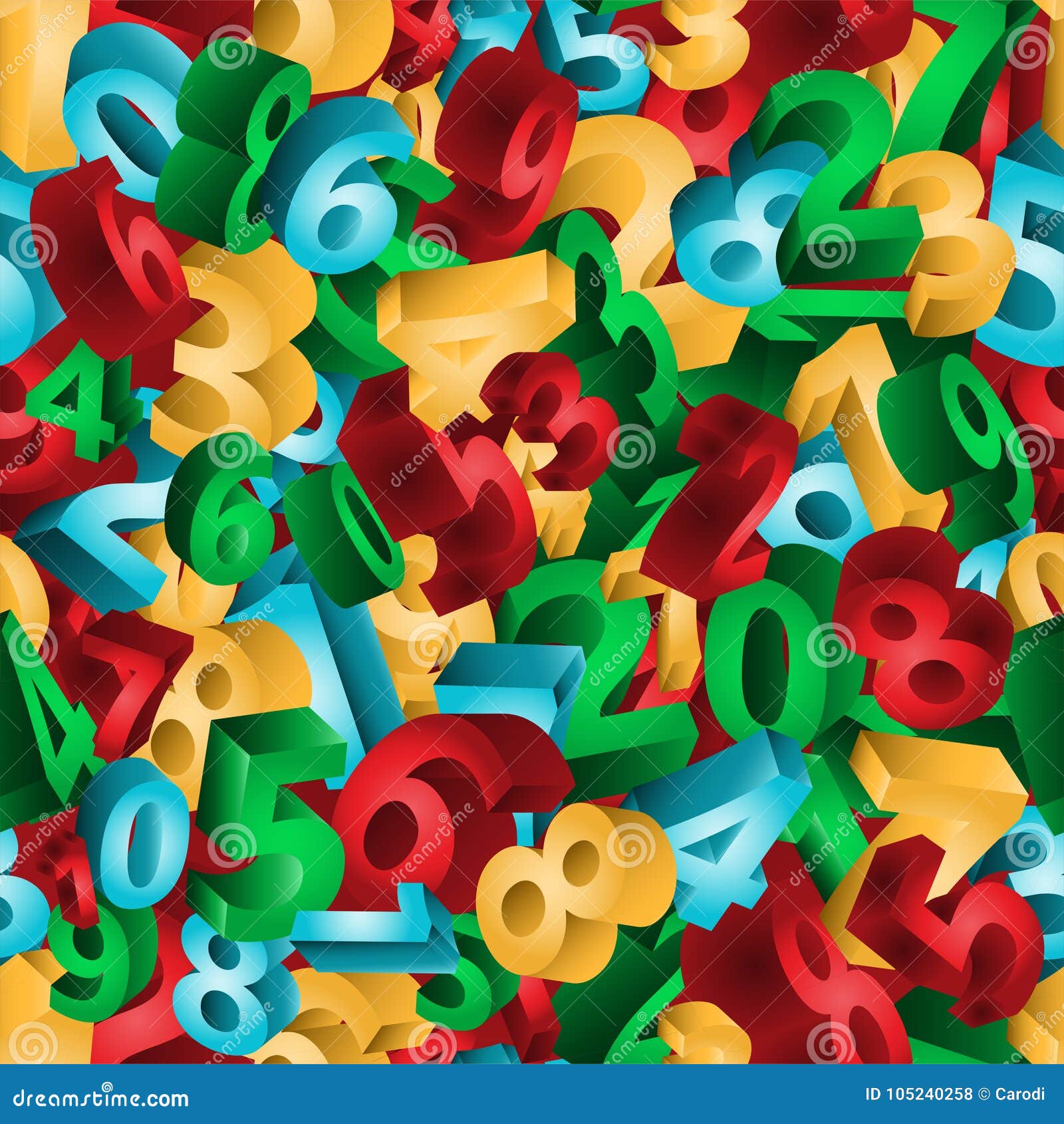 Seamless Pattern Numbers in 3D , Vector Stock Vector - Illustration of ...