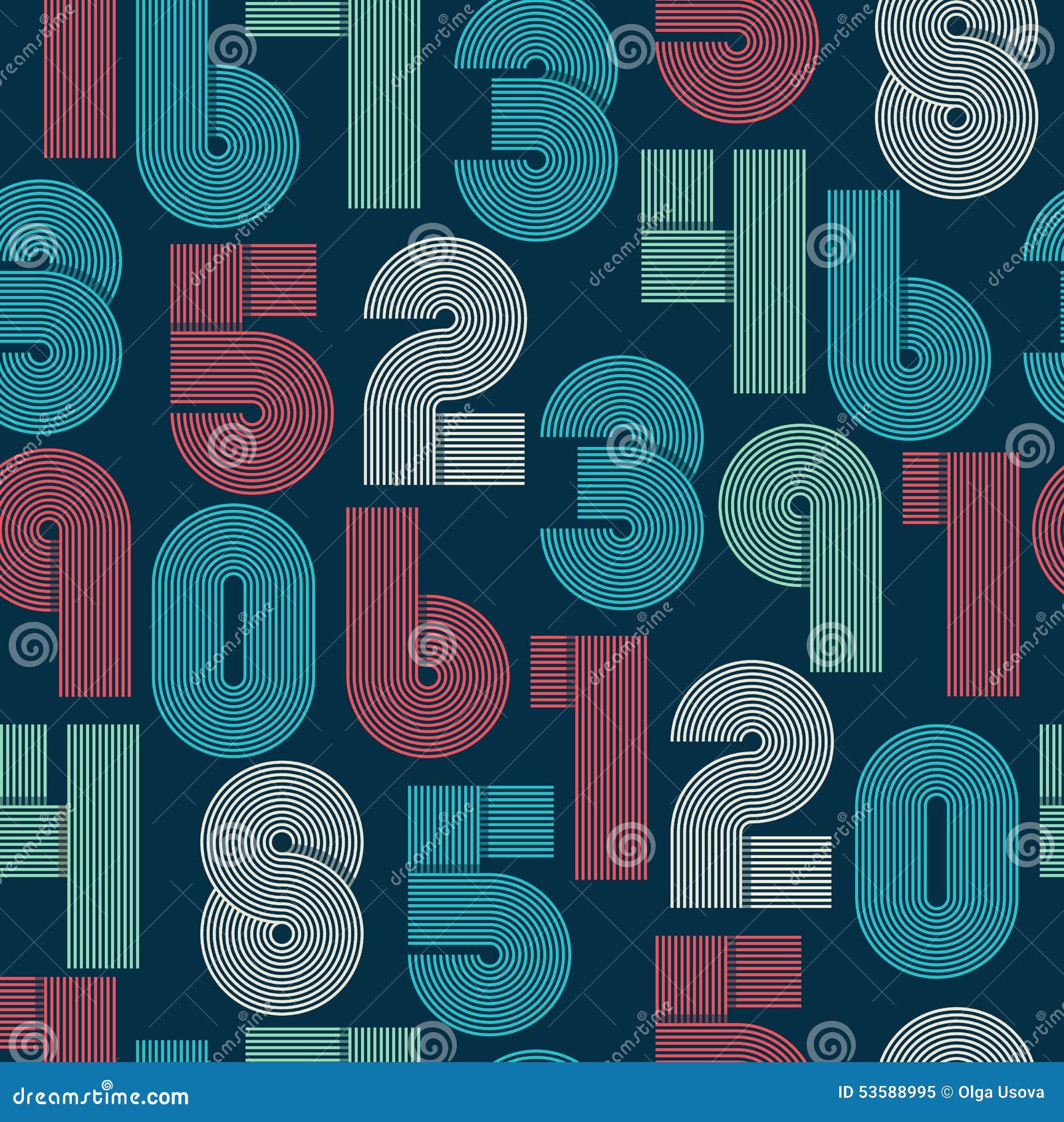 Seamless Pattern of Numbers Stock Vector - Illustration of font, count ...