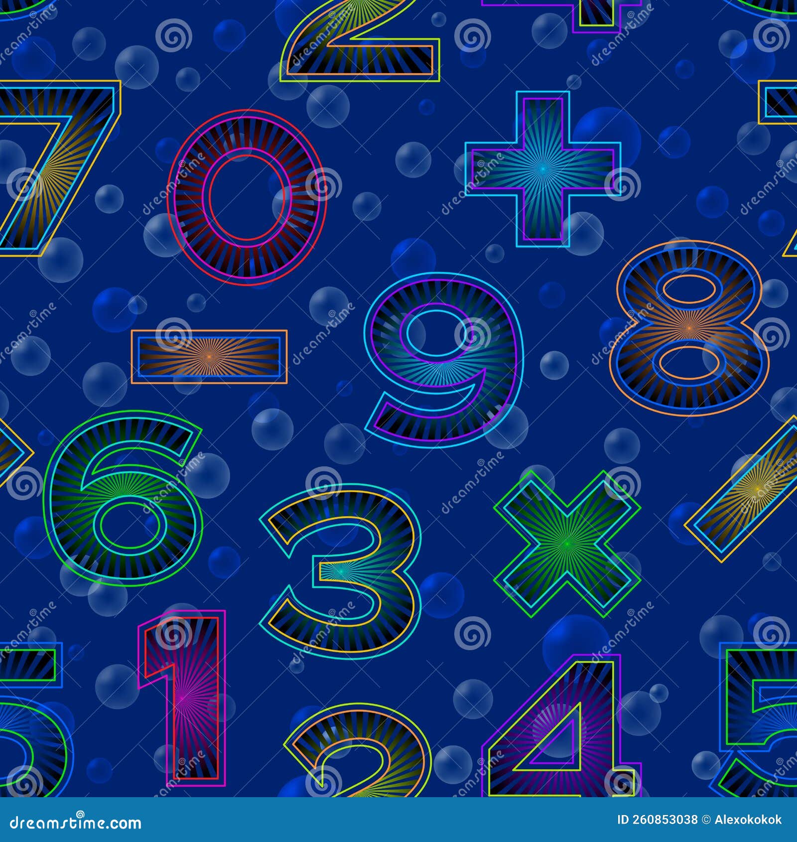 Seamless Pattern Numbers Stock Vector Illustration Of Circle 260853038