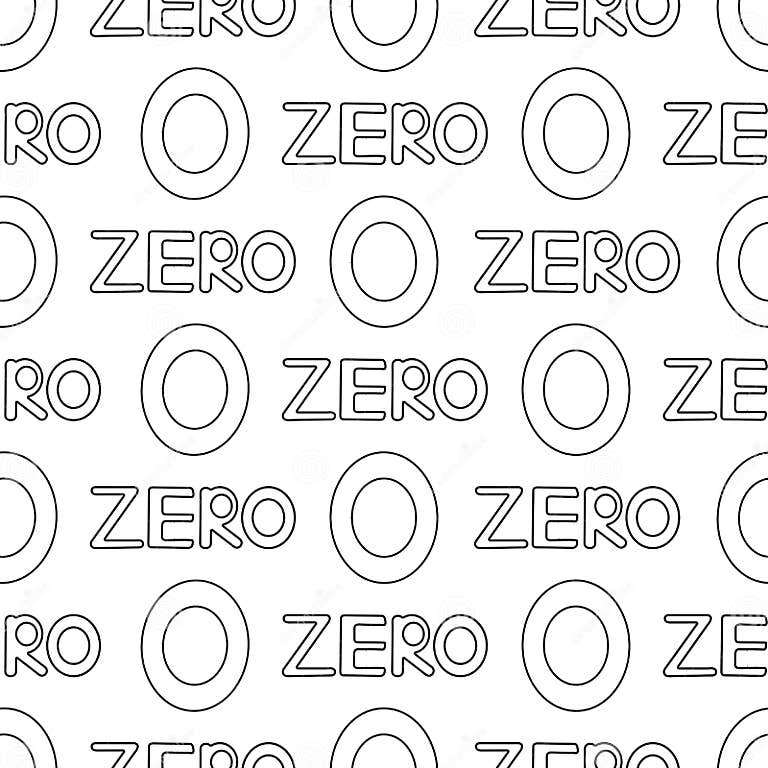 Seamless Pattern with Numeral and Word Zero. Coloring Page Stock ...