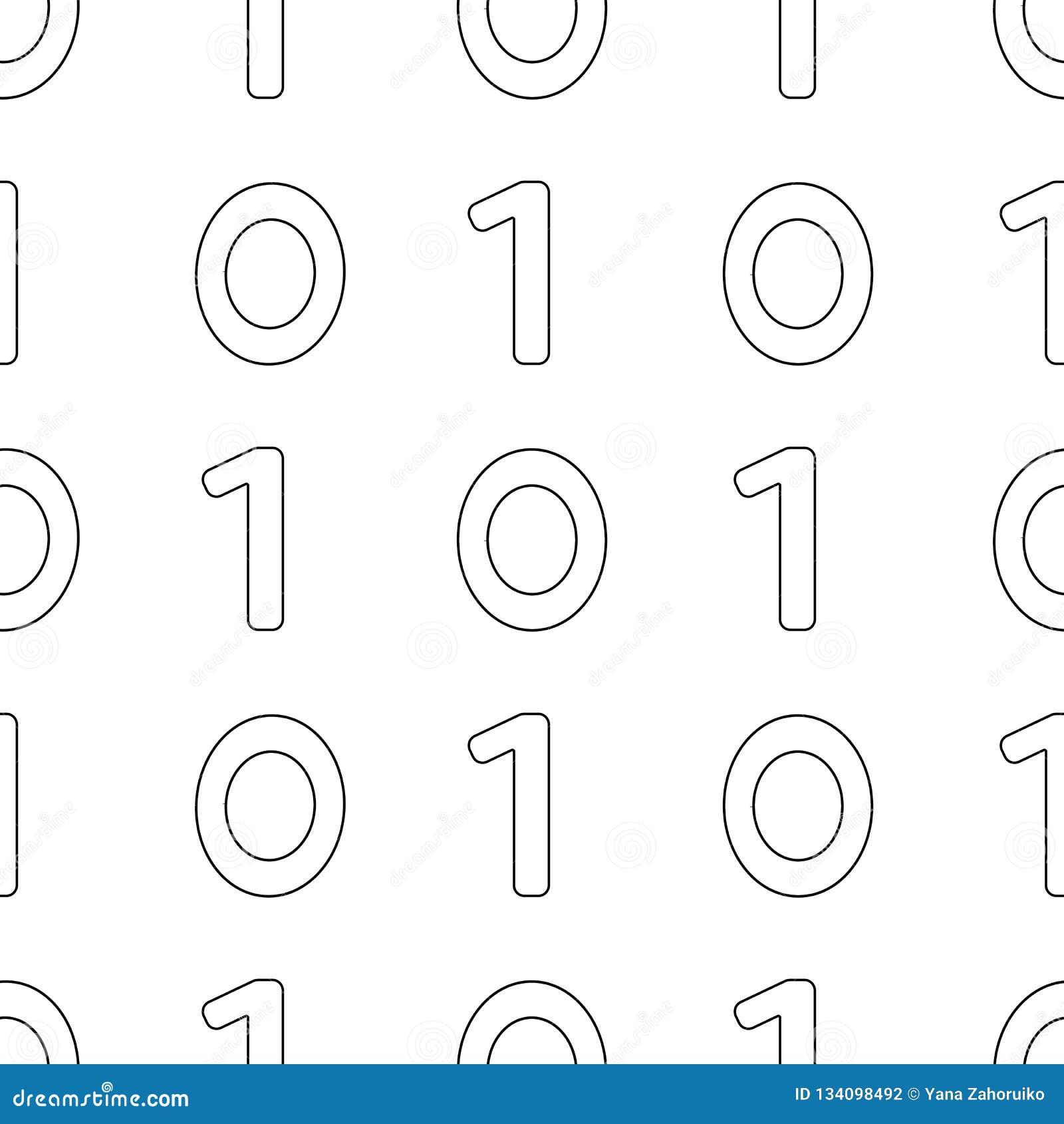 Seamless Pattern with Numerals Zero and One on the White Background ...