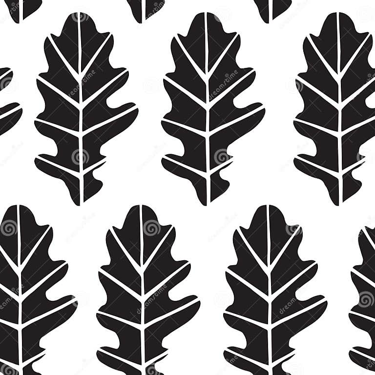 Seamless Pattern with Oak Tree Leaves. Vector Illustration Stock Vector ...