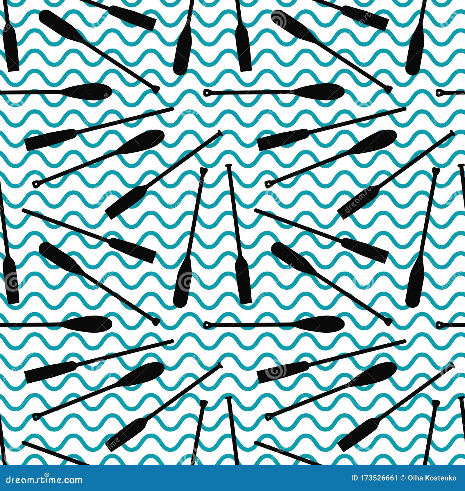 Seamless Pattern with Oars Silhouette on Waves Stock Vector ...
