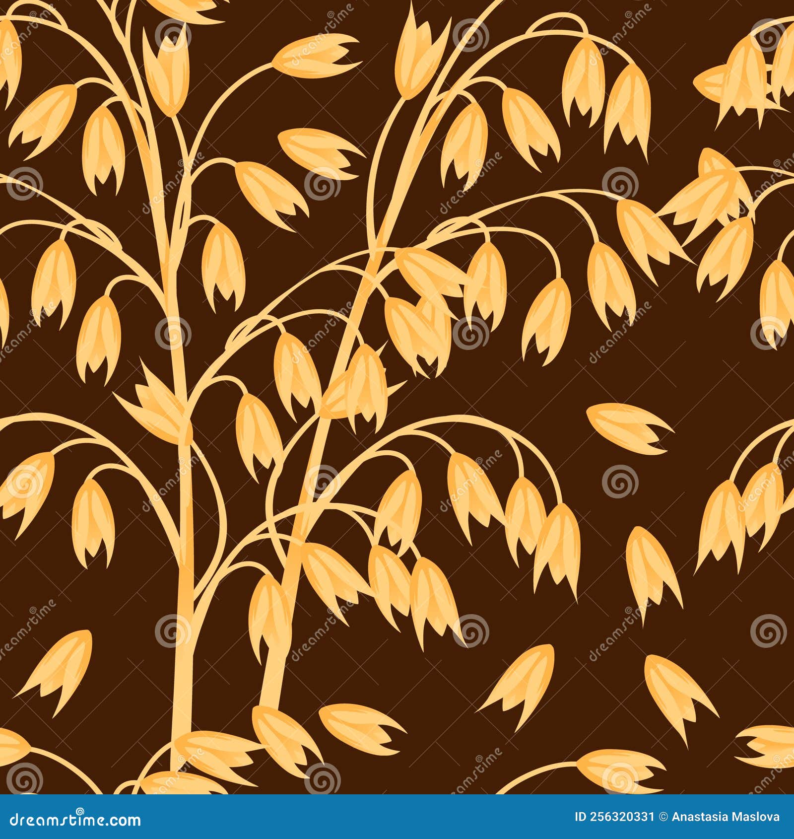 Seamless Pattern Oat Agriculture Plant with Ears Grain Vector ...