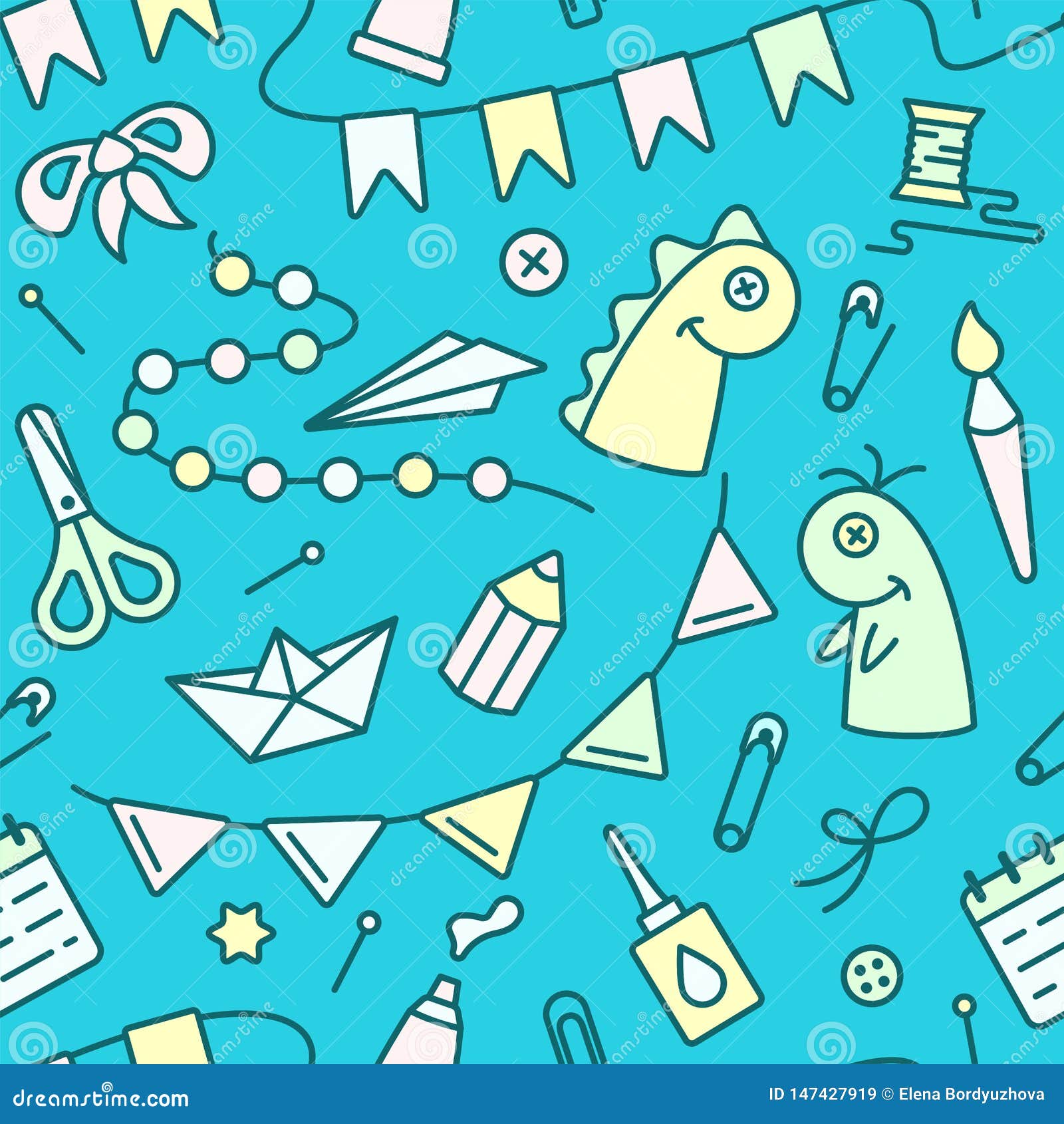 Seamless Pattern with Objects for Kids Creative Activity Stock Vector ...