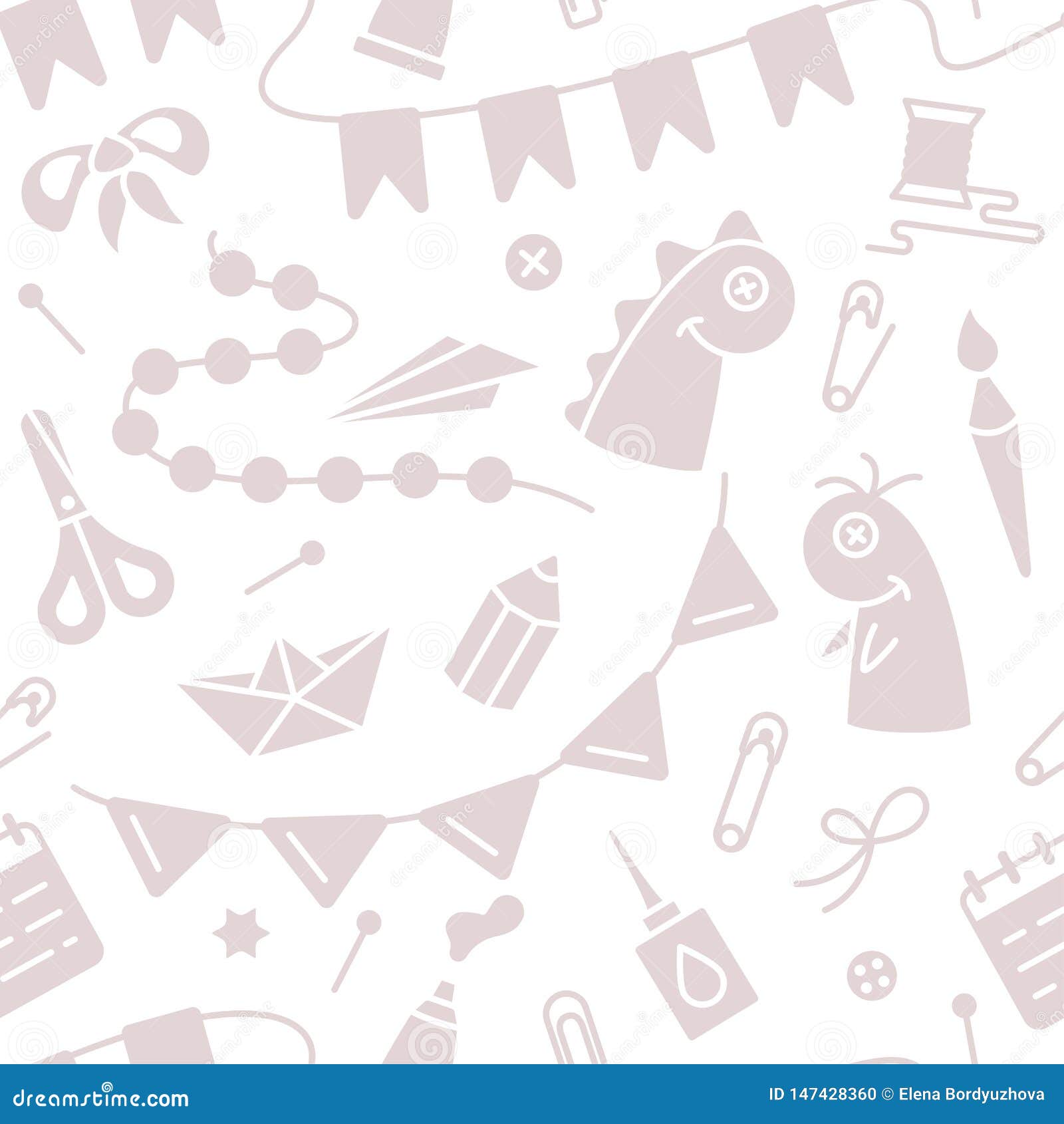 Seamless Pattern with Objects for Kids Handmade Creative Activity Stock ...