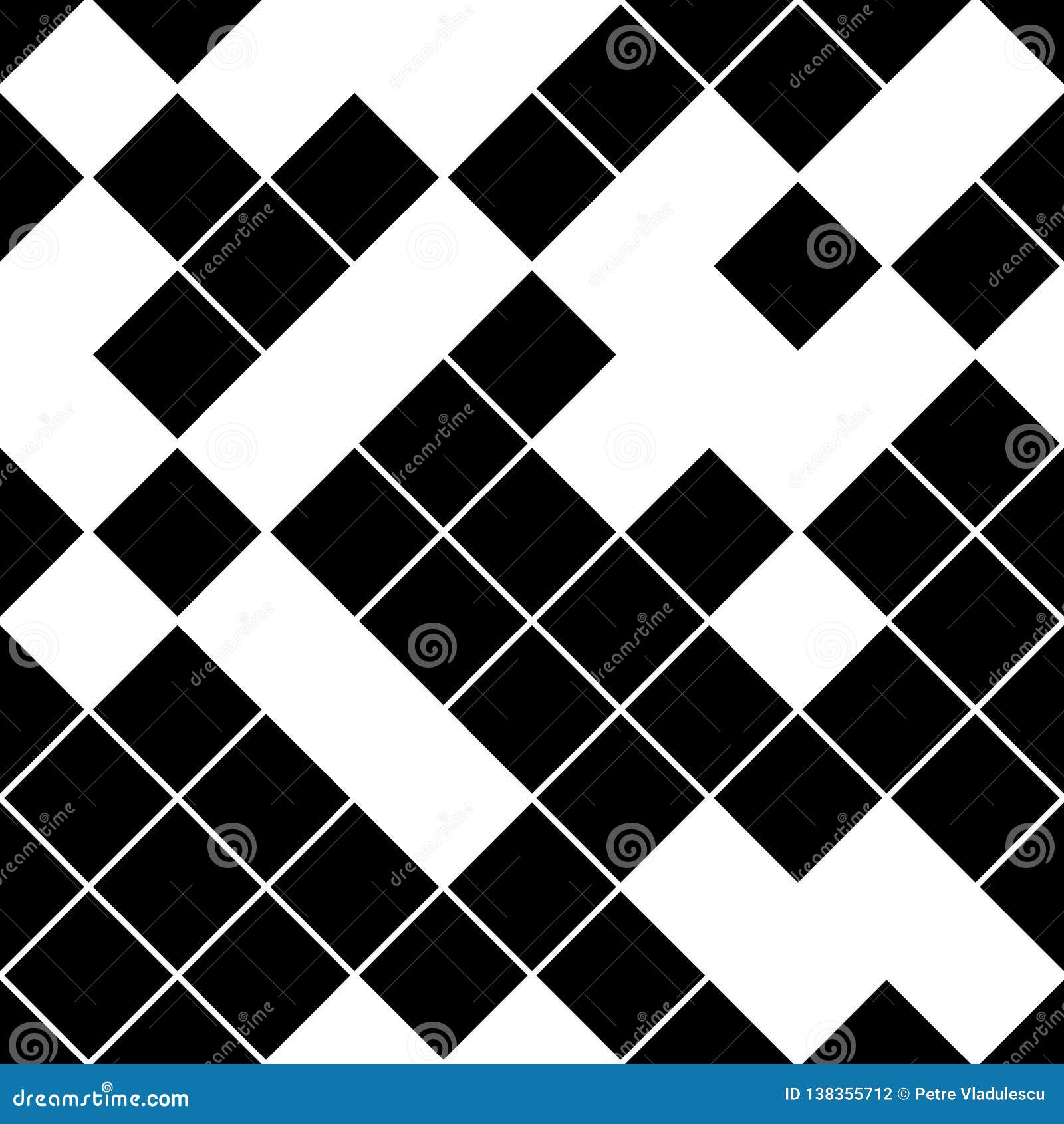 Seamless Pattern with Oblique Black Squares Stock Vector - Illustration ...