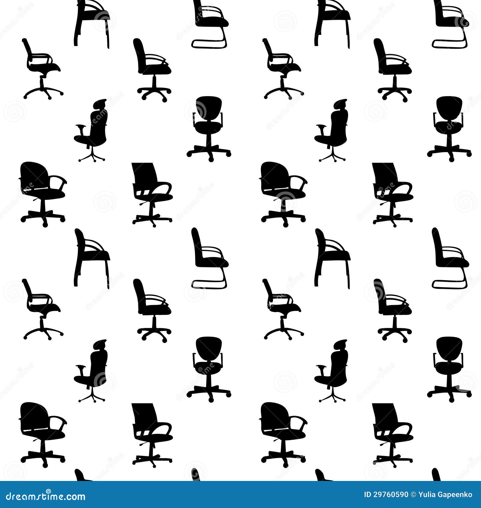 Seamless Pattern of Office Chairs Silhouettes Stock Vector ...
