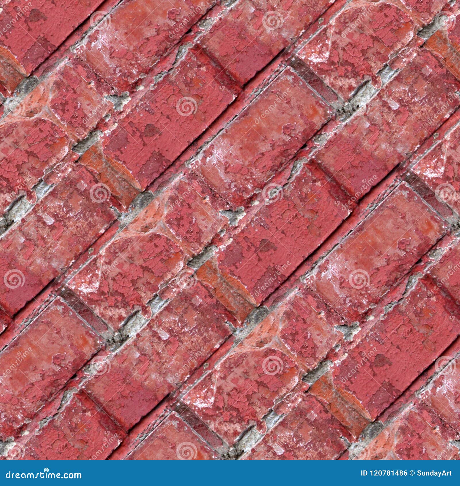 Seamless Pattern with Old Broken Red Briks with Paint and Dust Stock ...