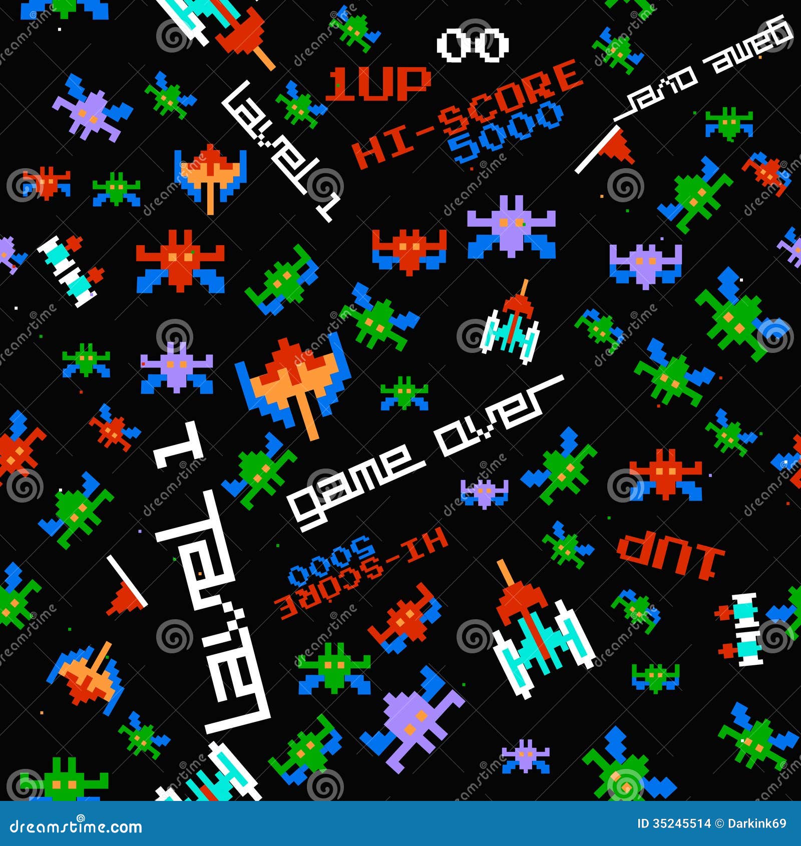 Seamless Pattern Old Computer Game Stock Vector - Illustration of ...