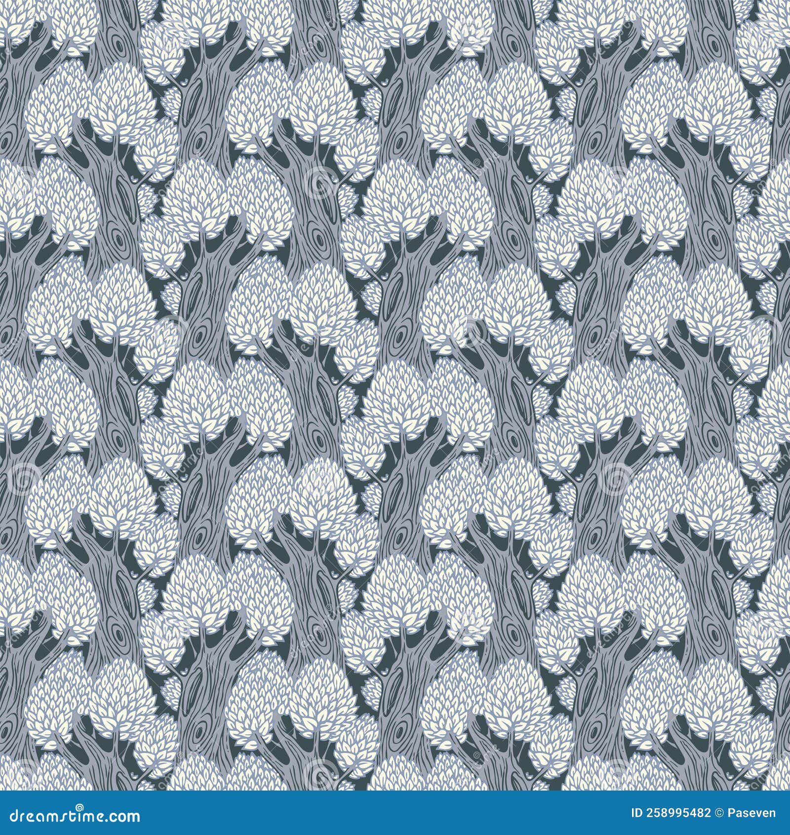 Seamless Pattern with Old Deciduous Forest Trees Stock Illustration - Illustration of branch ...