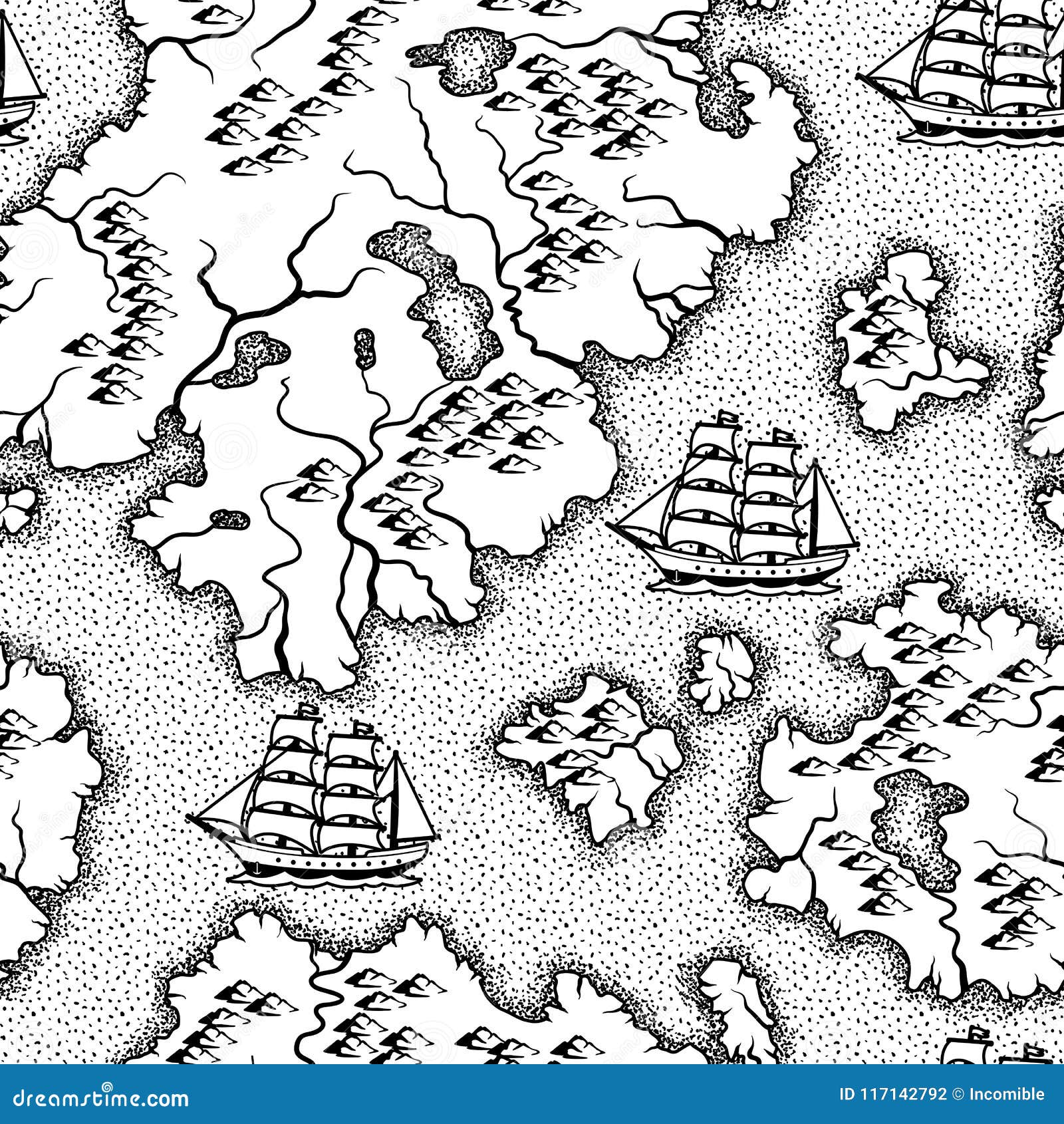 Seamless Pattern with Old Nautical Map. Stock Vector - Illustration of ...