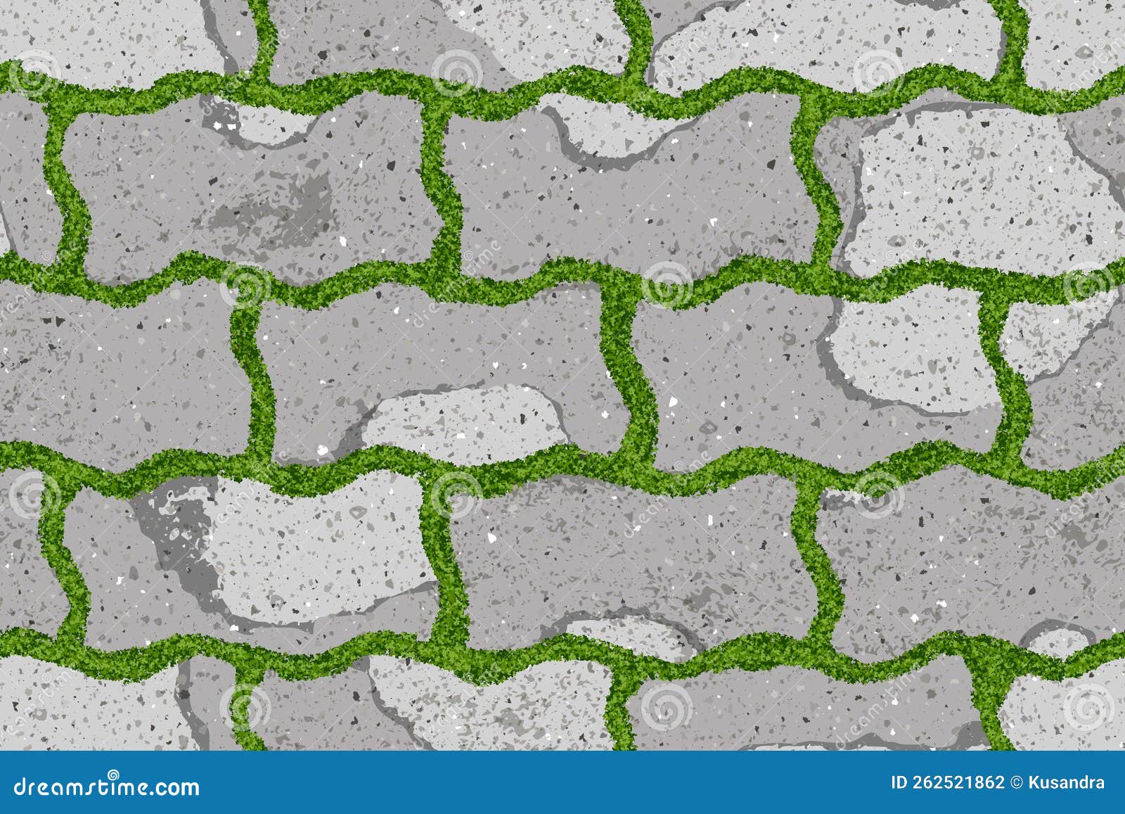 Seamless Pattern of Old Pavement with Moss and Figured Interlocking ...