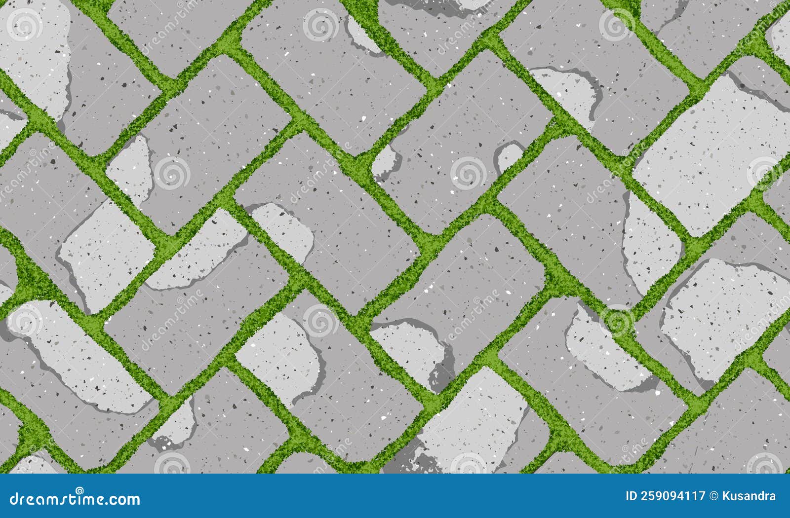 Seamless Pattern of Old Pavement with Moss and Herringbone Textured ...