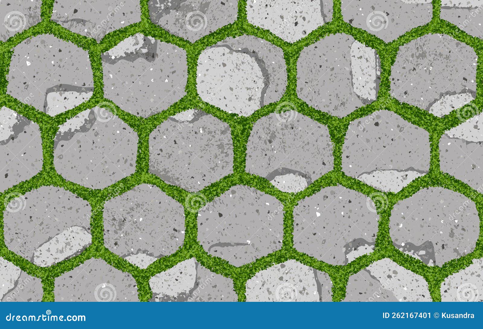 Seamless Pattern of Old Pavement with Moss and Hexagon Cracked Textured ...