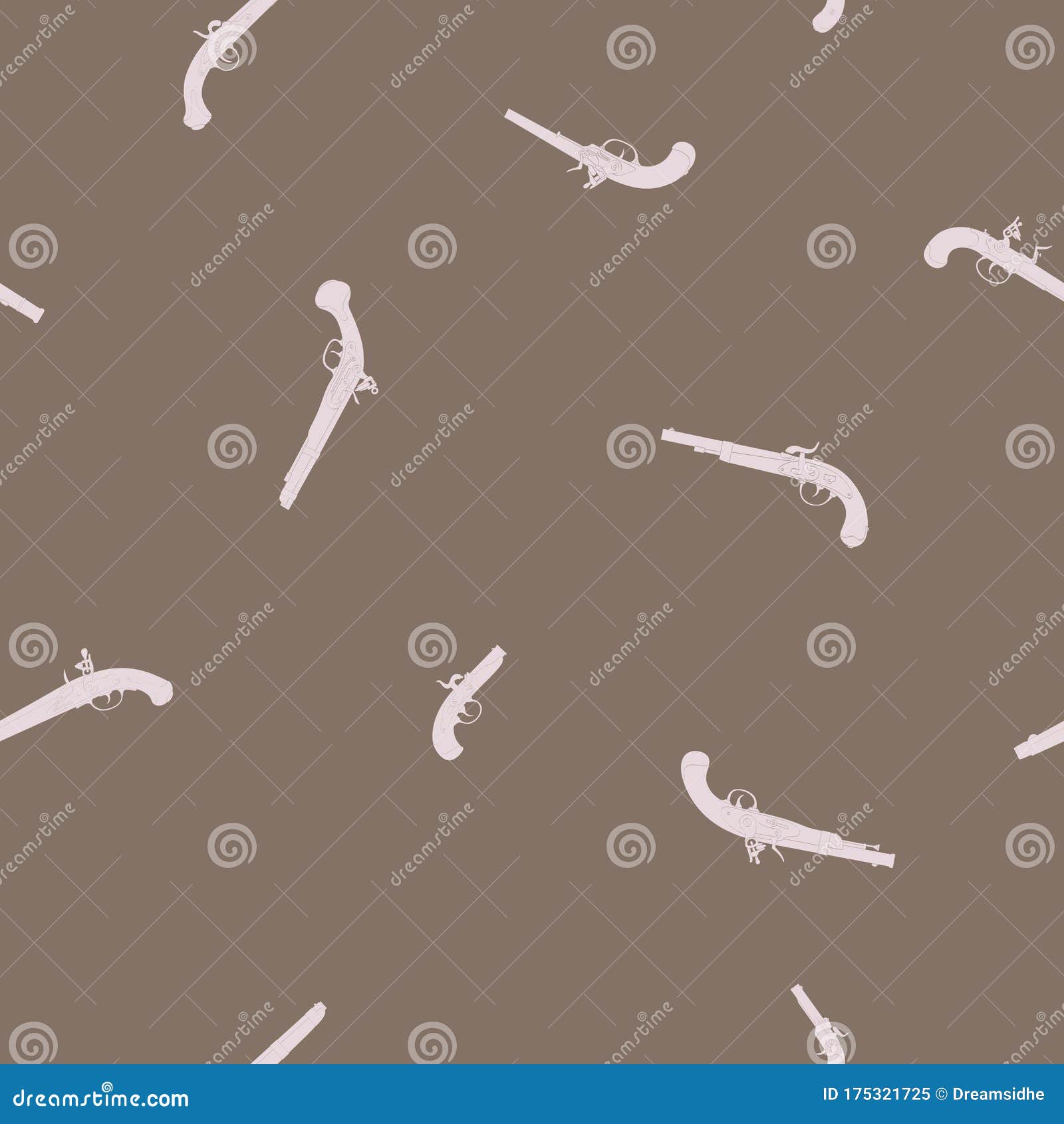 Seamless Pattern with Old Pistol Stock Vector - Illustration of pattern ...