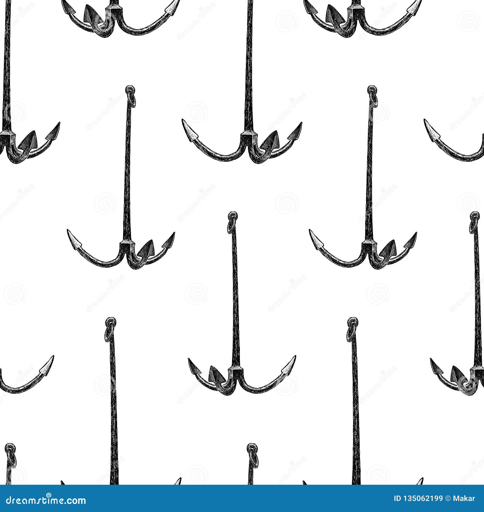 Seamless Pattern of Old Sea Anchors Stock Vector - Illustration of ...