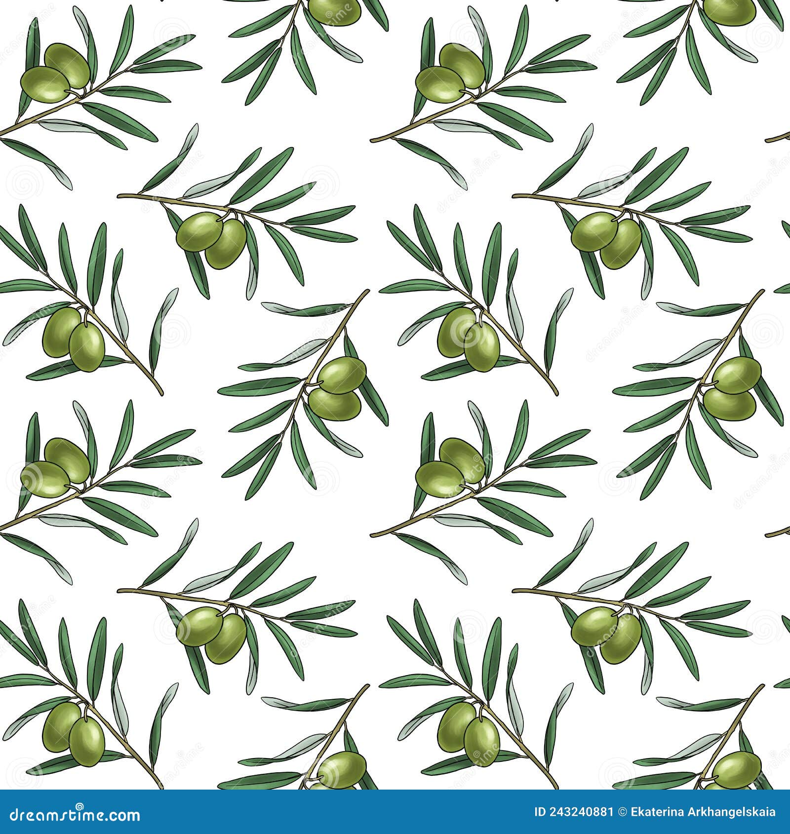 Seamless Pattern with Olive Branch Stock Illustration - Illustration of ...