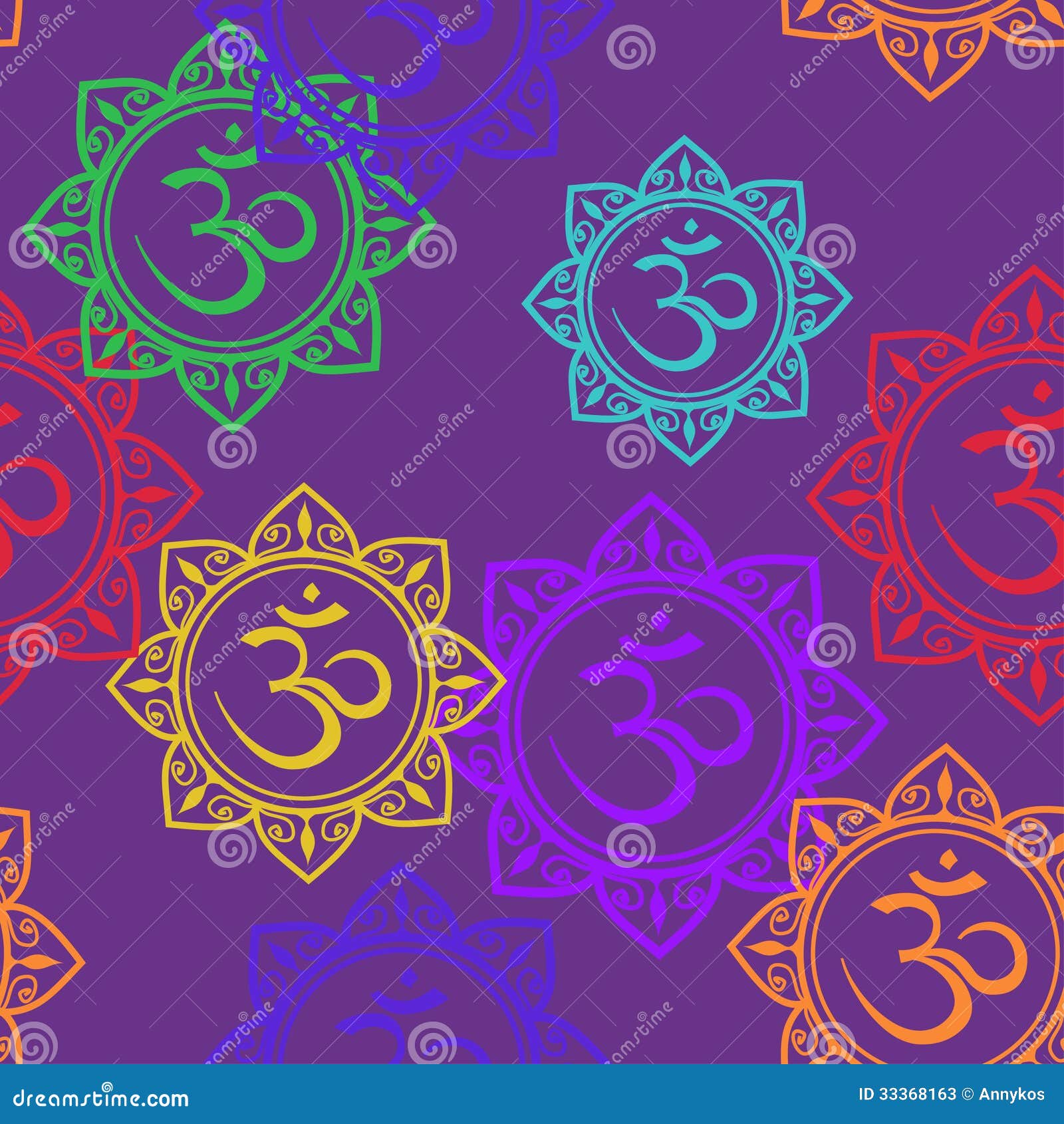 Seamless Pattern of Om Signs Stock Vector - Illustration of pattern ...